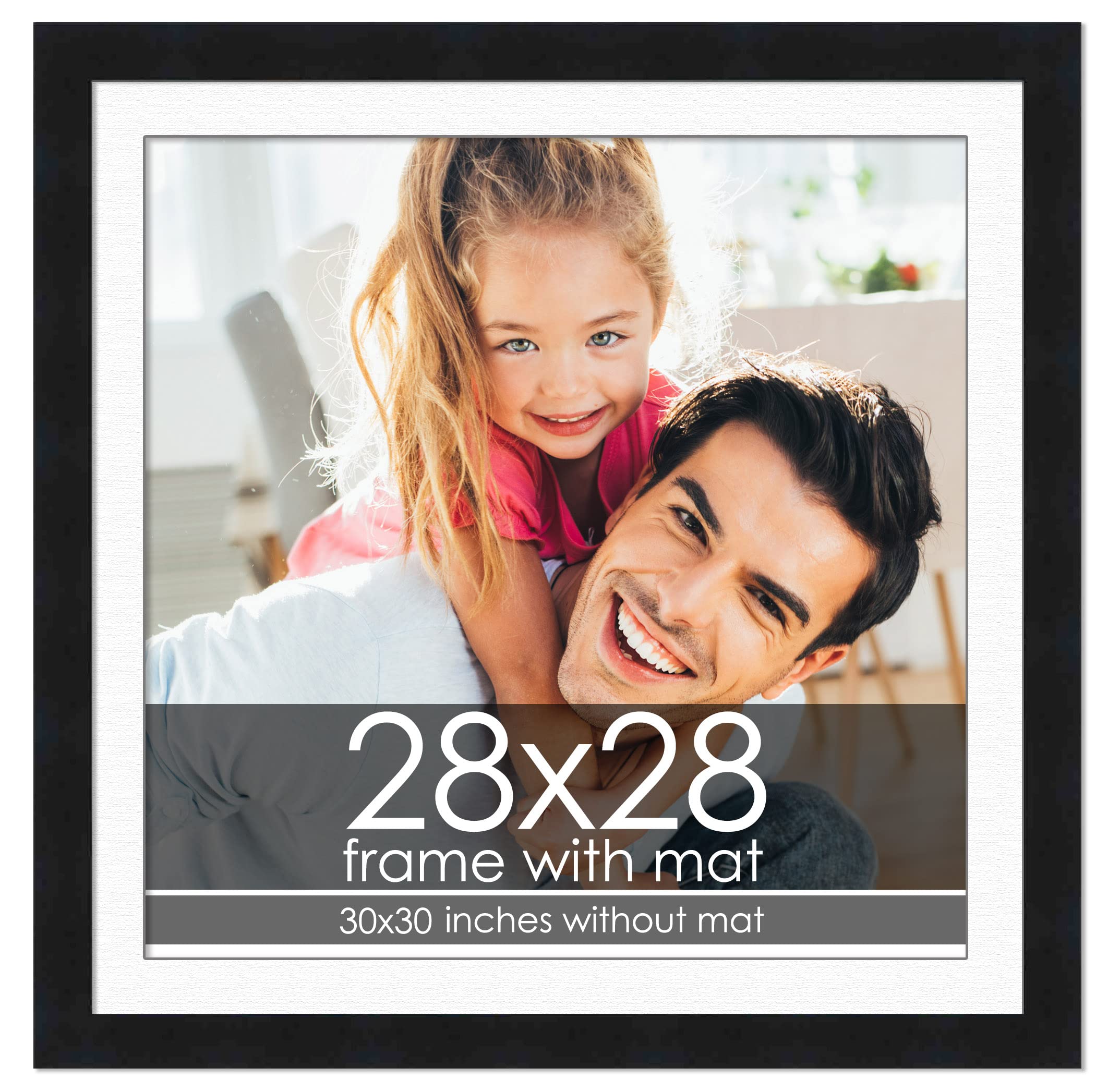 Amazon.com - 28x28 Frame with Mat - Black 30x30 Frame Wood Made to ...
