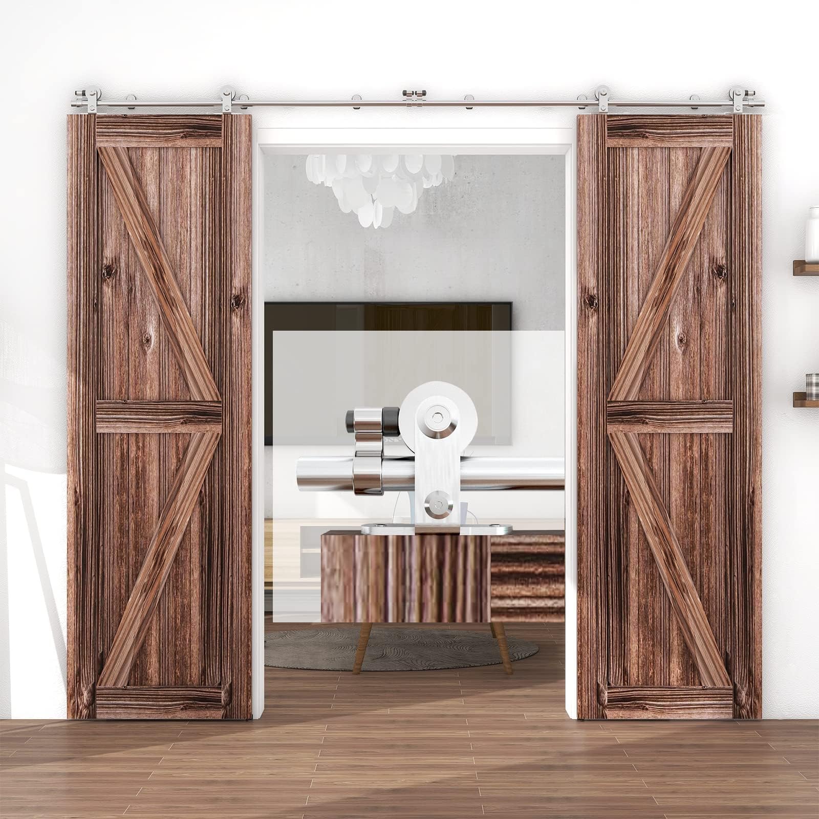 Amazon.com: EaseLife 16 FT Double Door Sliding Track Kit (2 Set 8FT ...