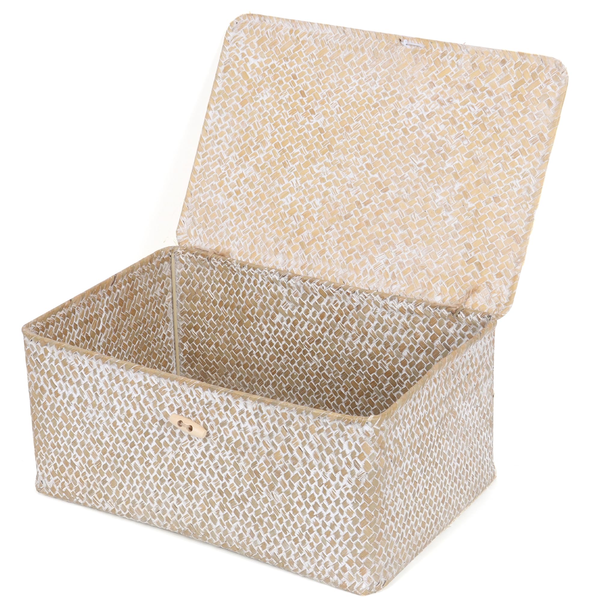 Amazon.com: FEIALNDUO Wicker Shelf Baskets with Lid,Seagrass Storage ...