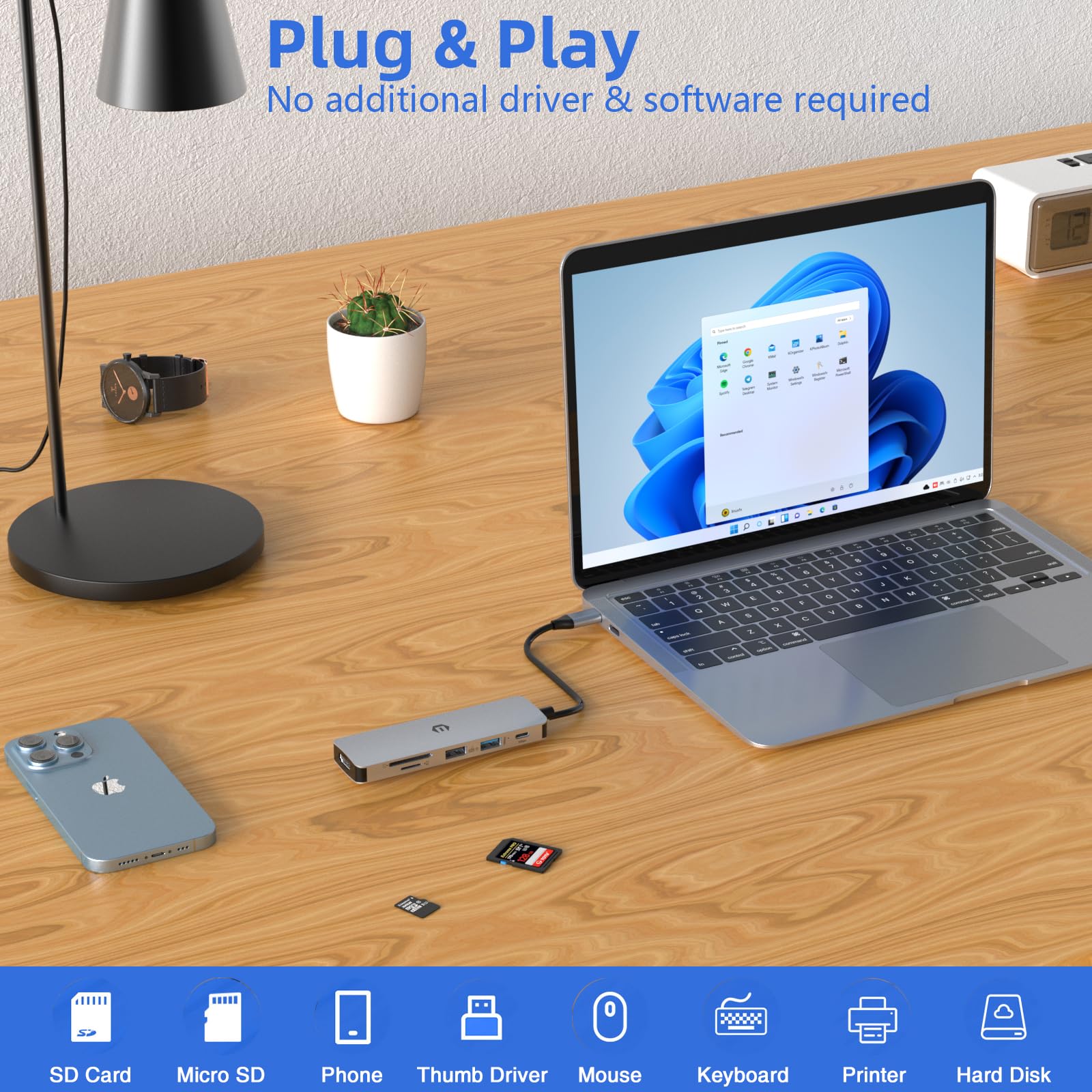 Docking Station Totu 6 In 1 Usb C Hub Multiport Adapter Usb C Docking