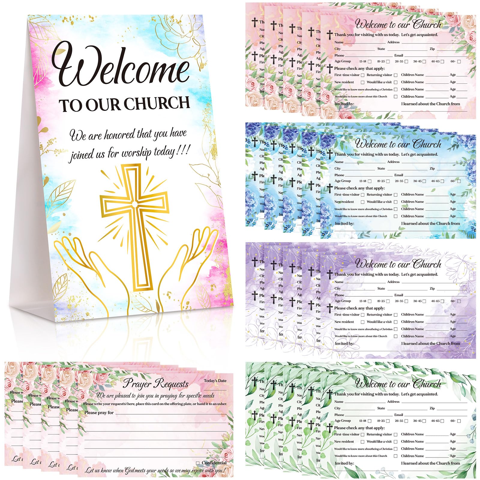 Amazon.com : Blulu 121 Pcs Church Visitor Cards Set 120 Pcs Prayer ...