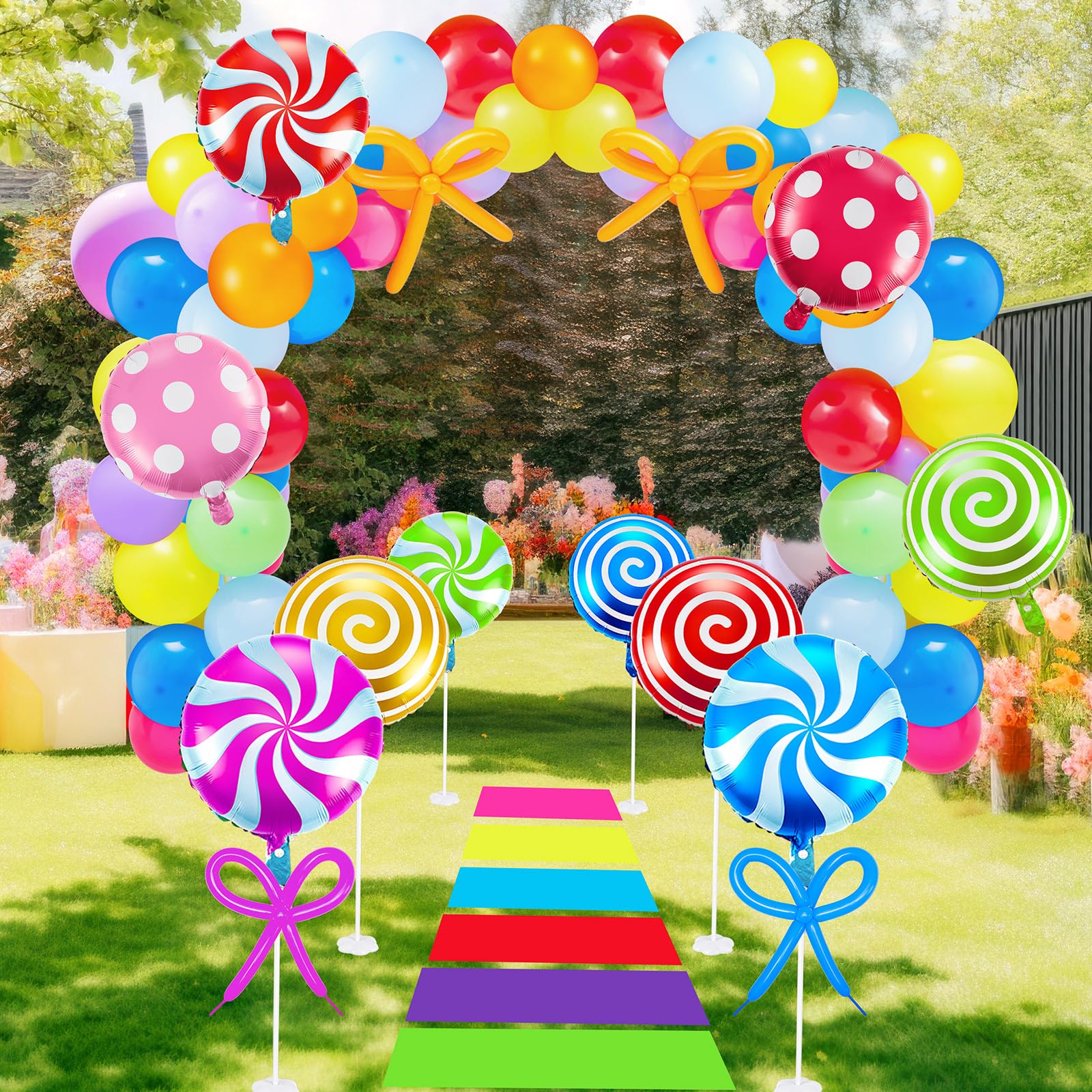 Amazon.com: Seenelling 139 Pcs Candyland Party Decorations Kit Lollipop ...
