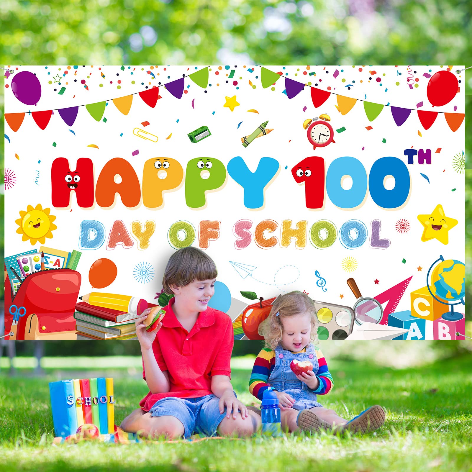 Snapklik.com : Happy 100 Days Of School Banner Decoration,100th Day Of ...