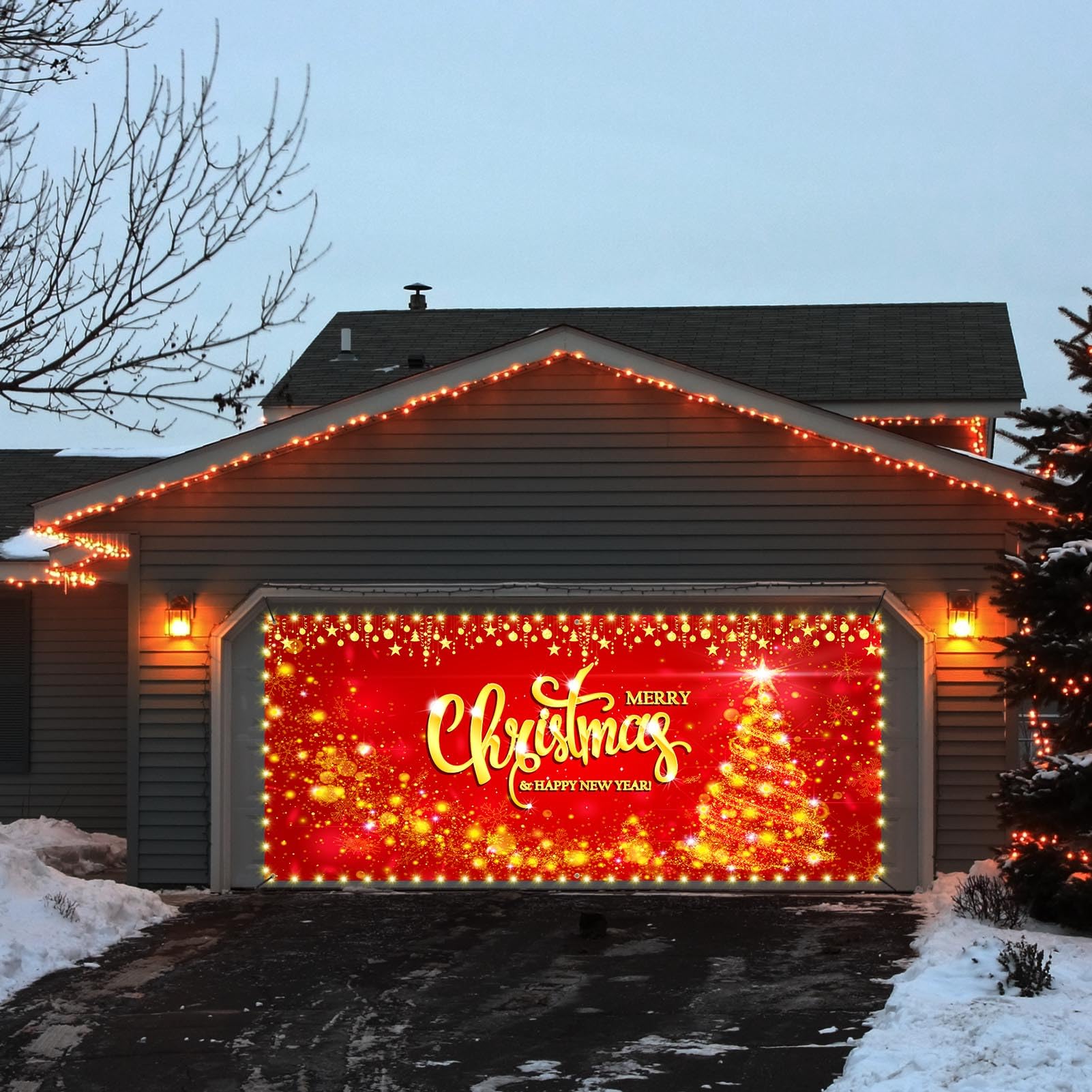 Amazon.com: Trgowaul Christmas Garage Door Cover Banner Decoration with ...