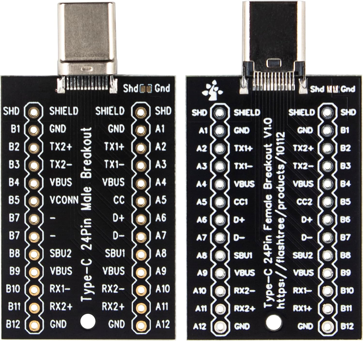 Amazon.com: whiteeeen 2pcs USB Type C Male and Female Breakout 24pin ...