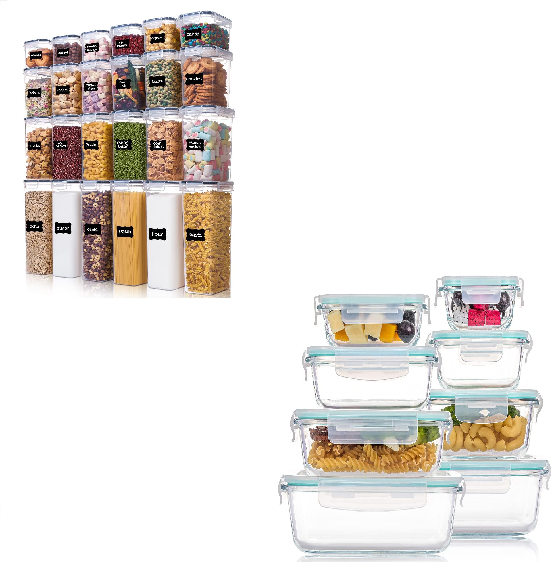 Amazon.com: Vtopmart 24 Pcs Airtight Food Containers and 8 Pack Glass ...