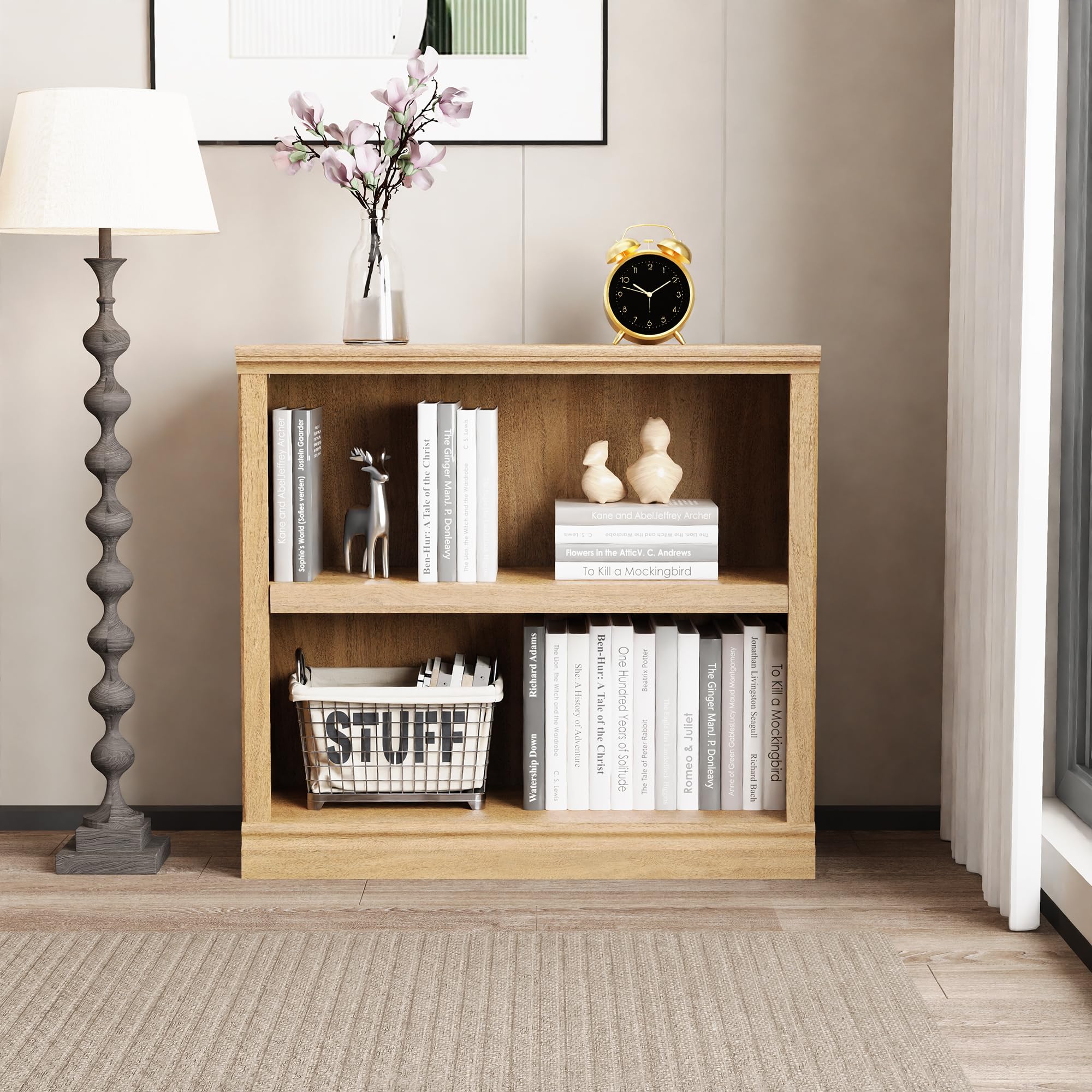 Solid Wood Two Shelf Bookcase