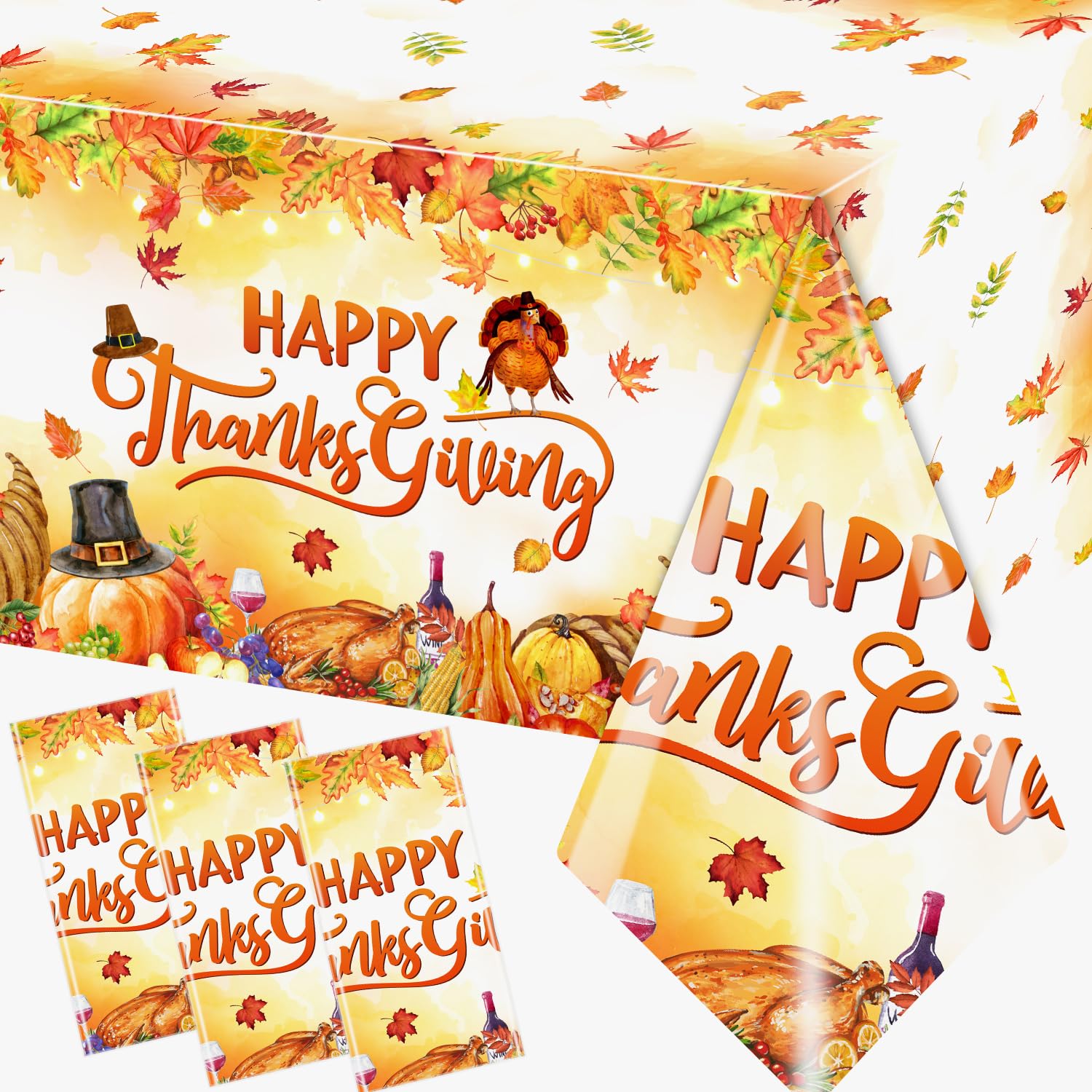 Amazon.com: 3pcs Thanksgiving Tablecloth Plastic, Fall Thanksgiving ...