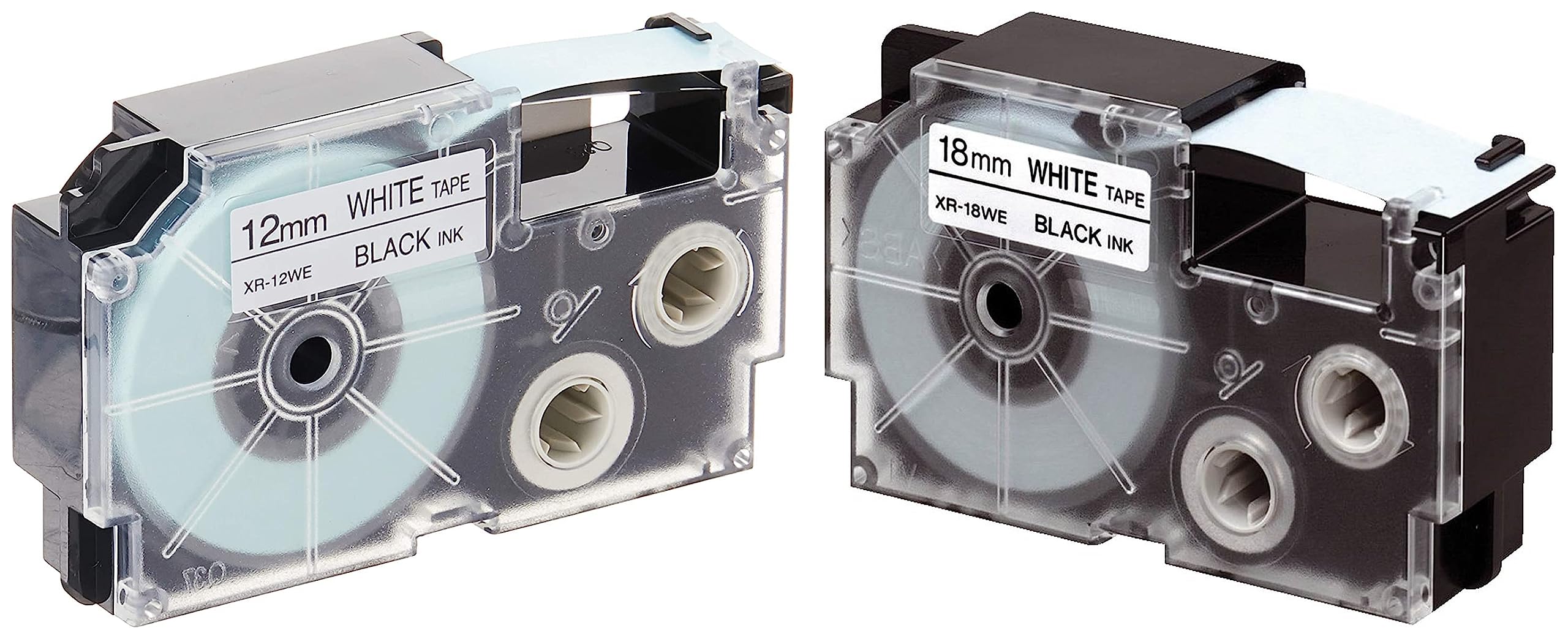 Casio XR-18WE1 Label Printer Tape (Black and White) & Casio XR-12WE1 ...