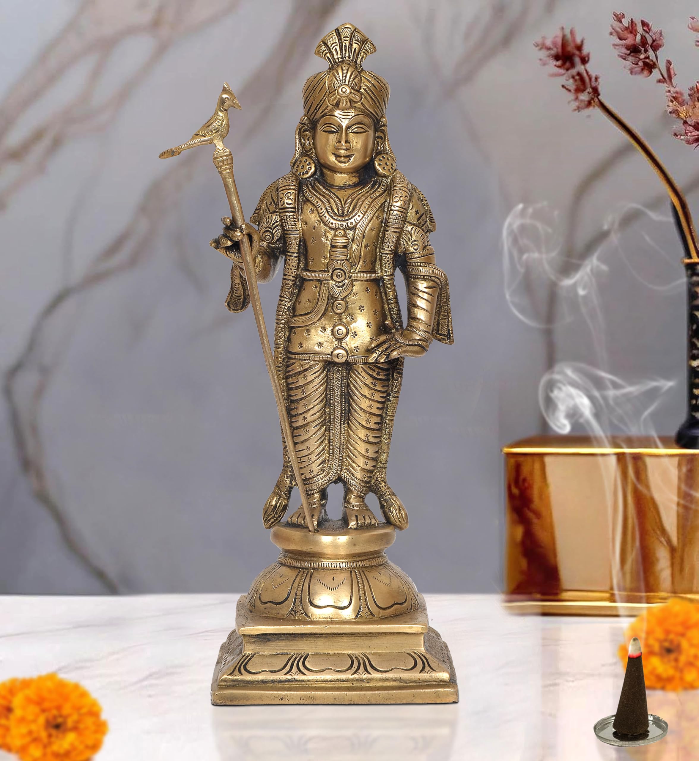 Buy Dattatreya Brass Standing Lord Palani Raja Alangaram Murugan ...