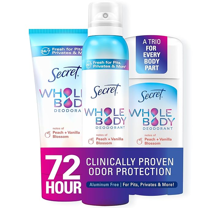 Amazon.com : Secret Whole Body Deodorant For Women Stick, Spray & Cream ...