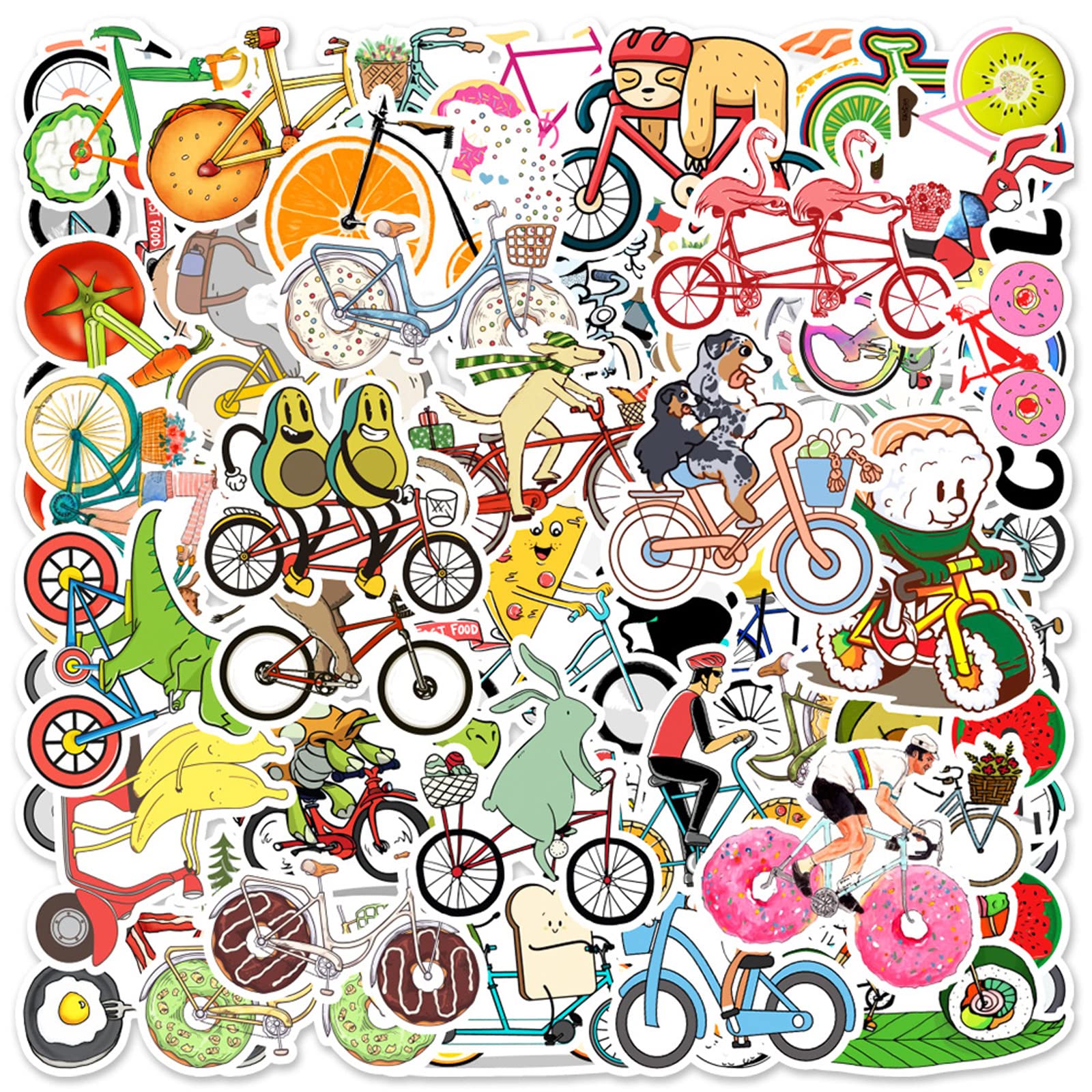Animal Riding Bike Stickers 50pcs Cartoon Animal Riding Vinyl Decal ...