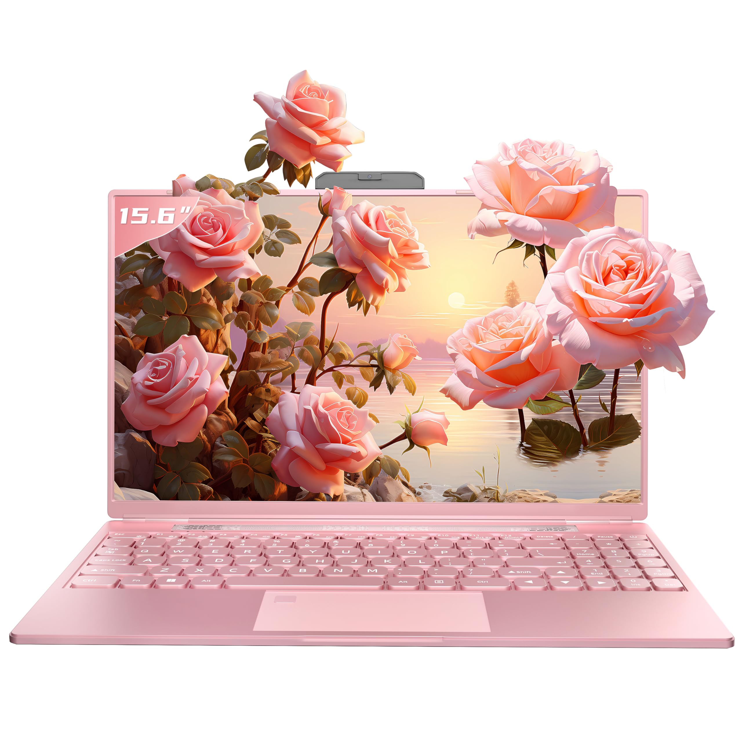 Fsjun 15.6'' pink Laptop, 12th Gen Alder Lake N95 CPU(Up to 3.4GHz ...