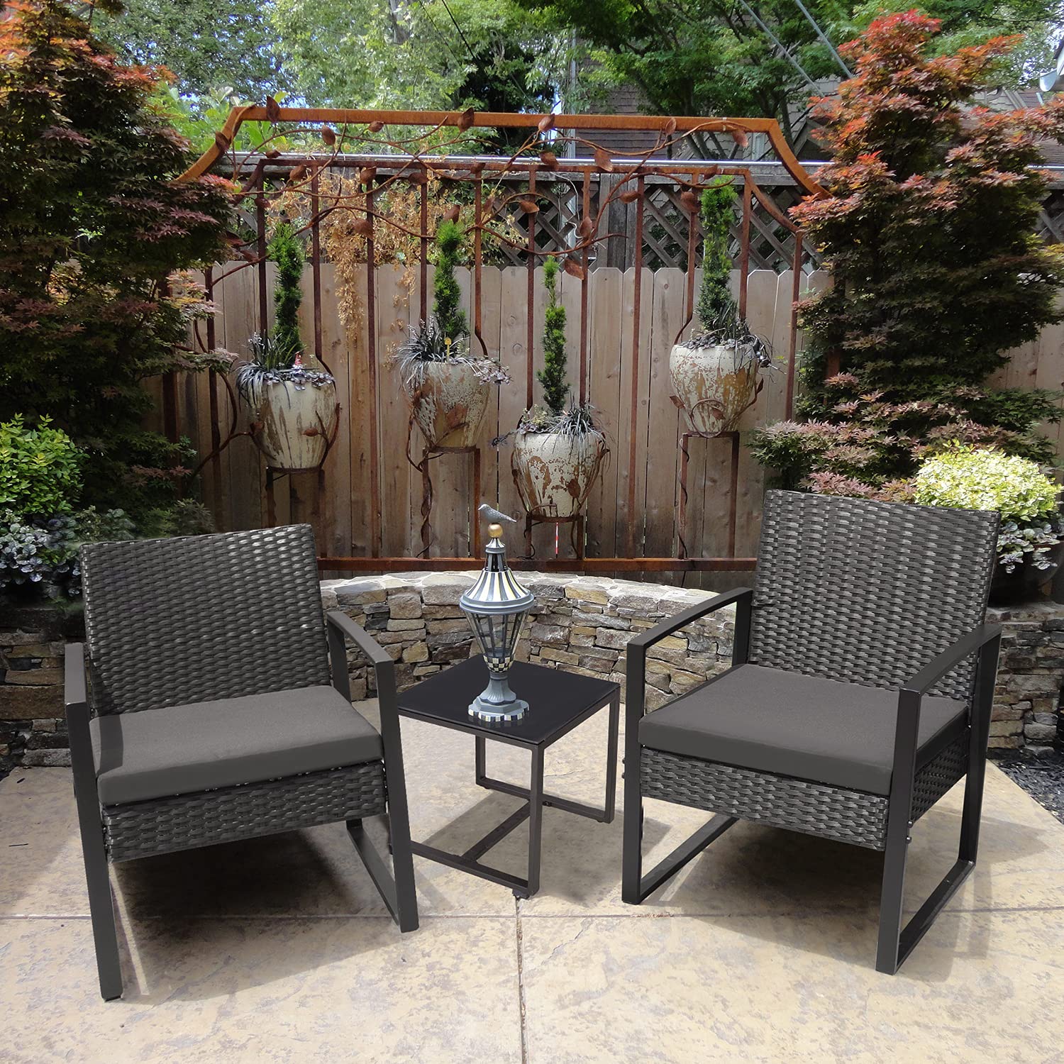 Homall Balcony Furniture Patio Chairs Set of 2 with Table 3 Piece Patio ...