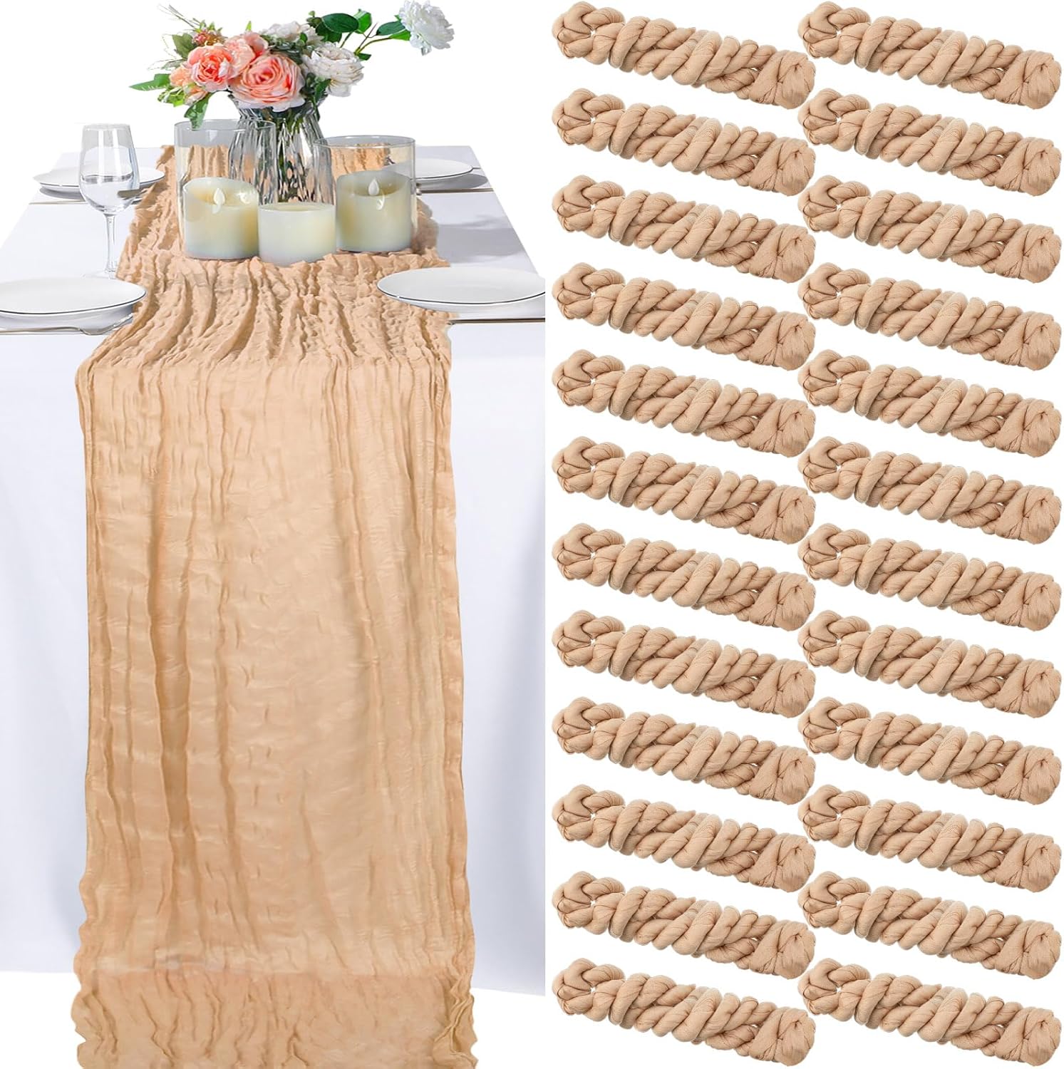 Amazon.com: Newwiee 24 Pcs Cheesecloth Table Runner 29 x 170 Inch Gauze ...