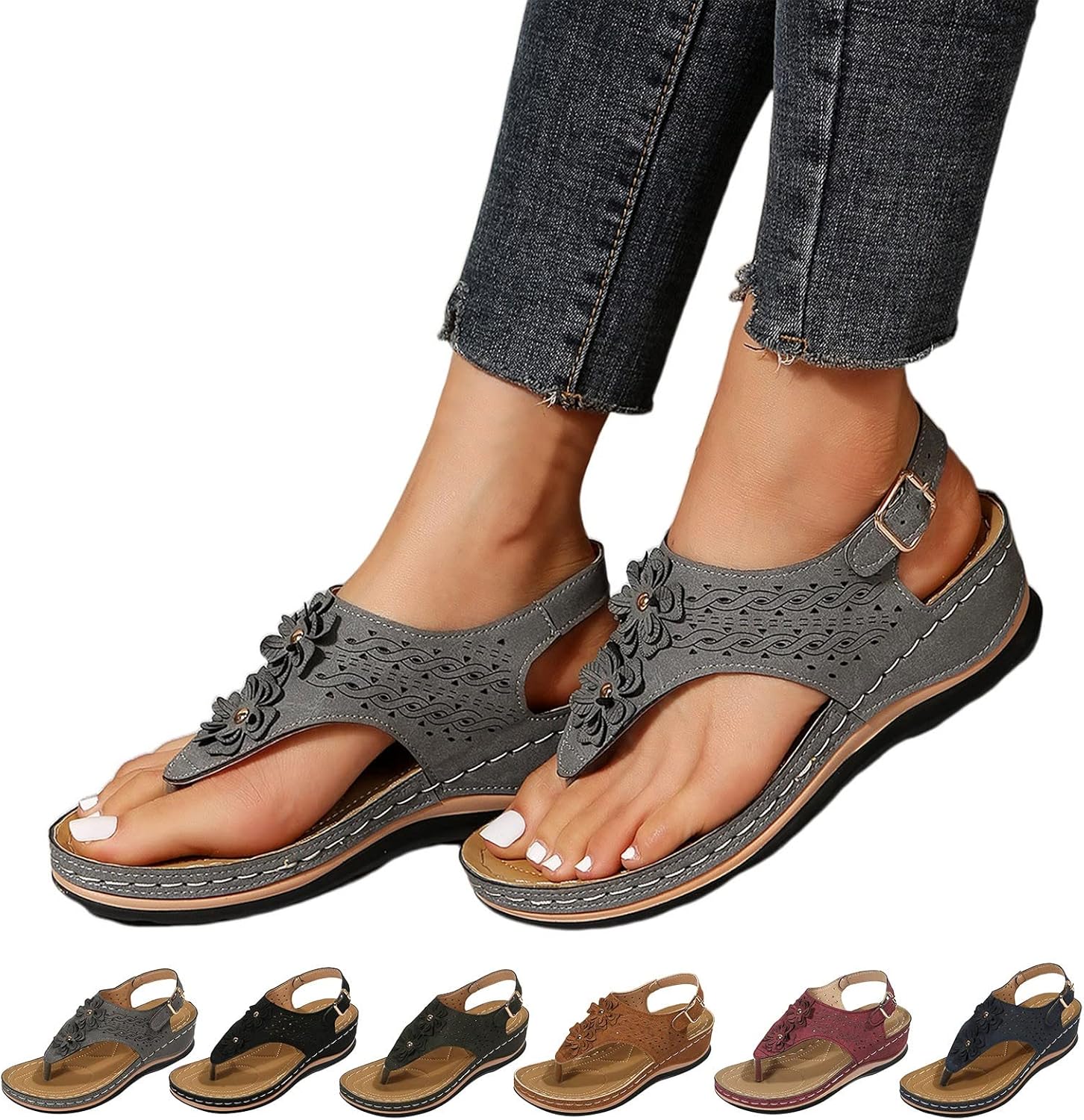 Amazon.com: Mzluyin Orthopedic Sandals Women Arch Support Ergonomic ...
