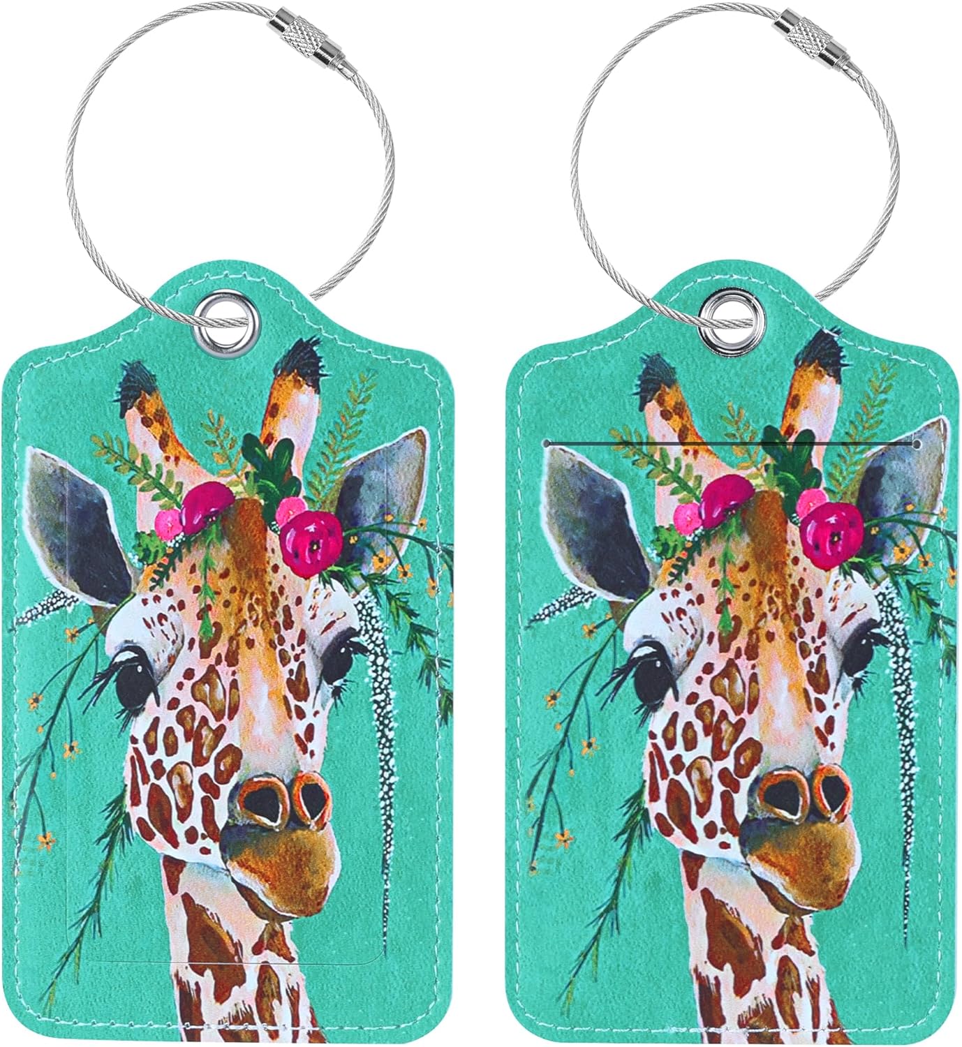 Amazon.com | Luggage Tags for Suitcases, 2 Pack Cute PU Leather Suitcase Tag Identifiers TSA ...