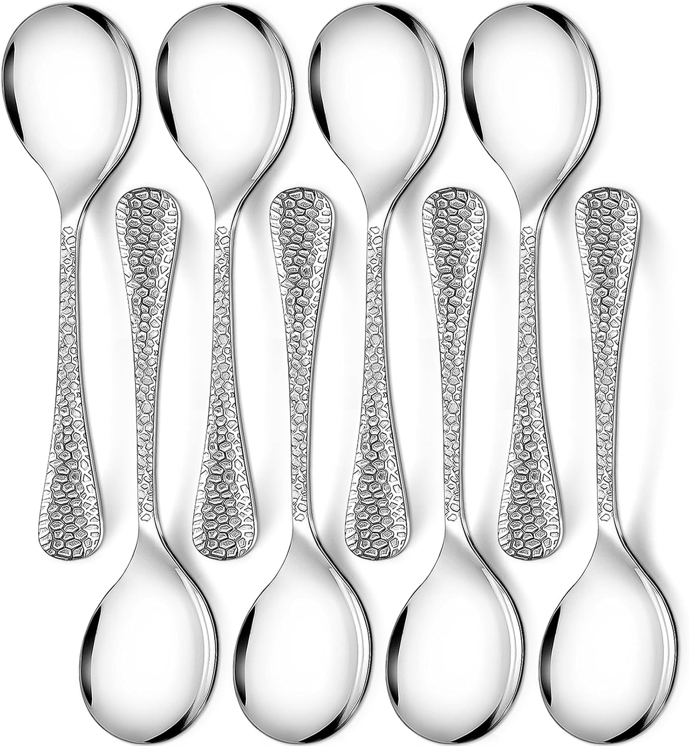 Amazon.com | Teivio Hammered Stainless Steel Metal Serving Utensils Set ...