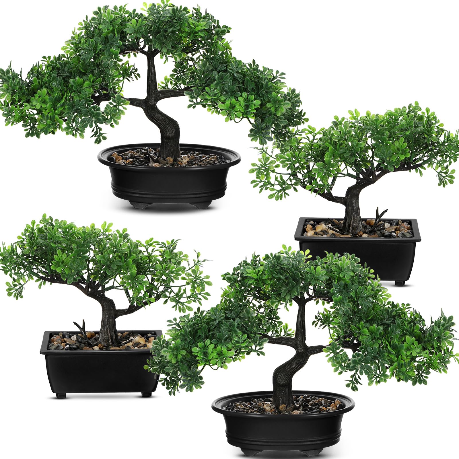 Amazon.com: Jexine 4 Pack Artificial Bonsai Tree, Indoor Small Fake ...