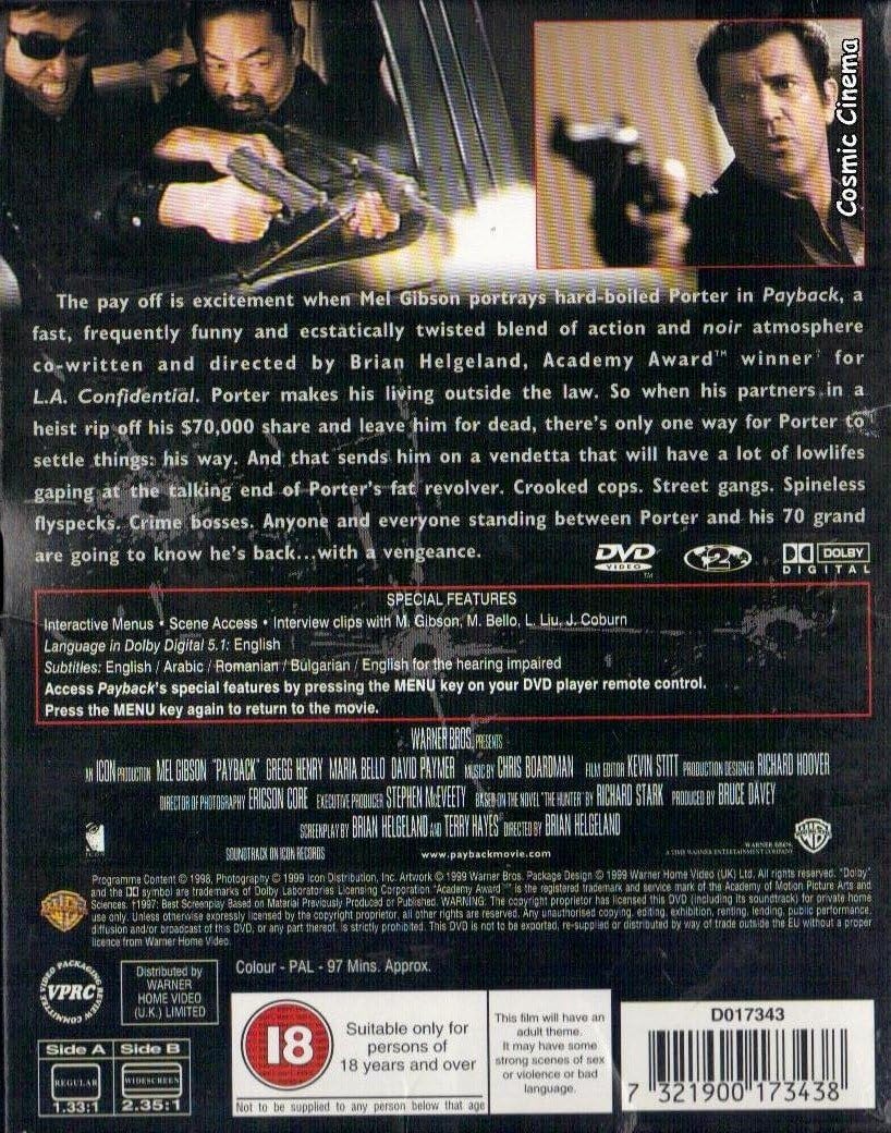 Payback [1999] [DVD]: Amazon.co.uk: Mel Gibson, Gregg Henry, Maria ...