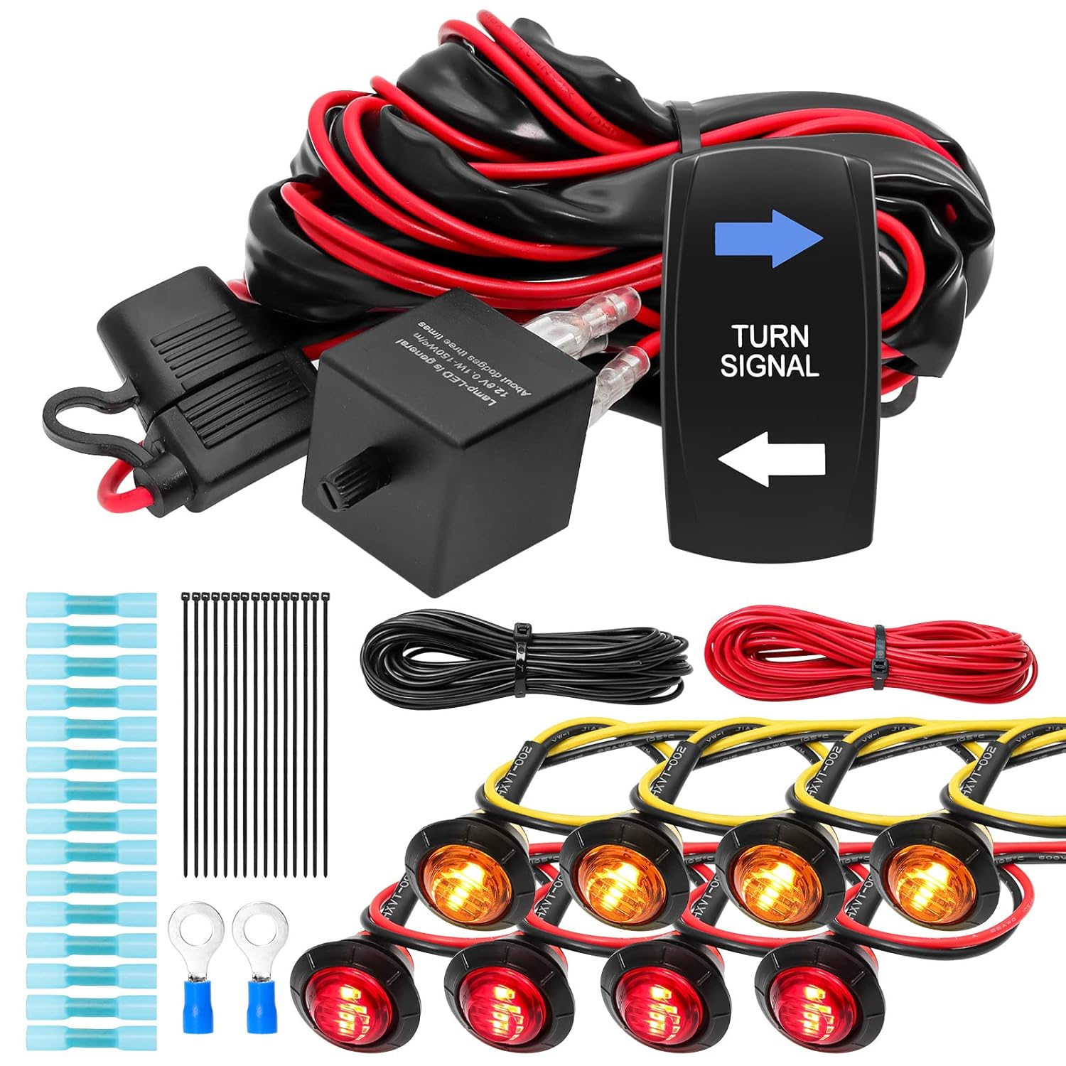 UTV Turn Signal Kit with Turn Signal Rocker Switch, ATV Street Legal ...