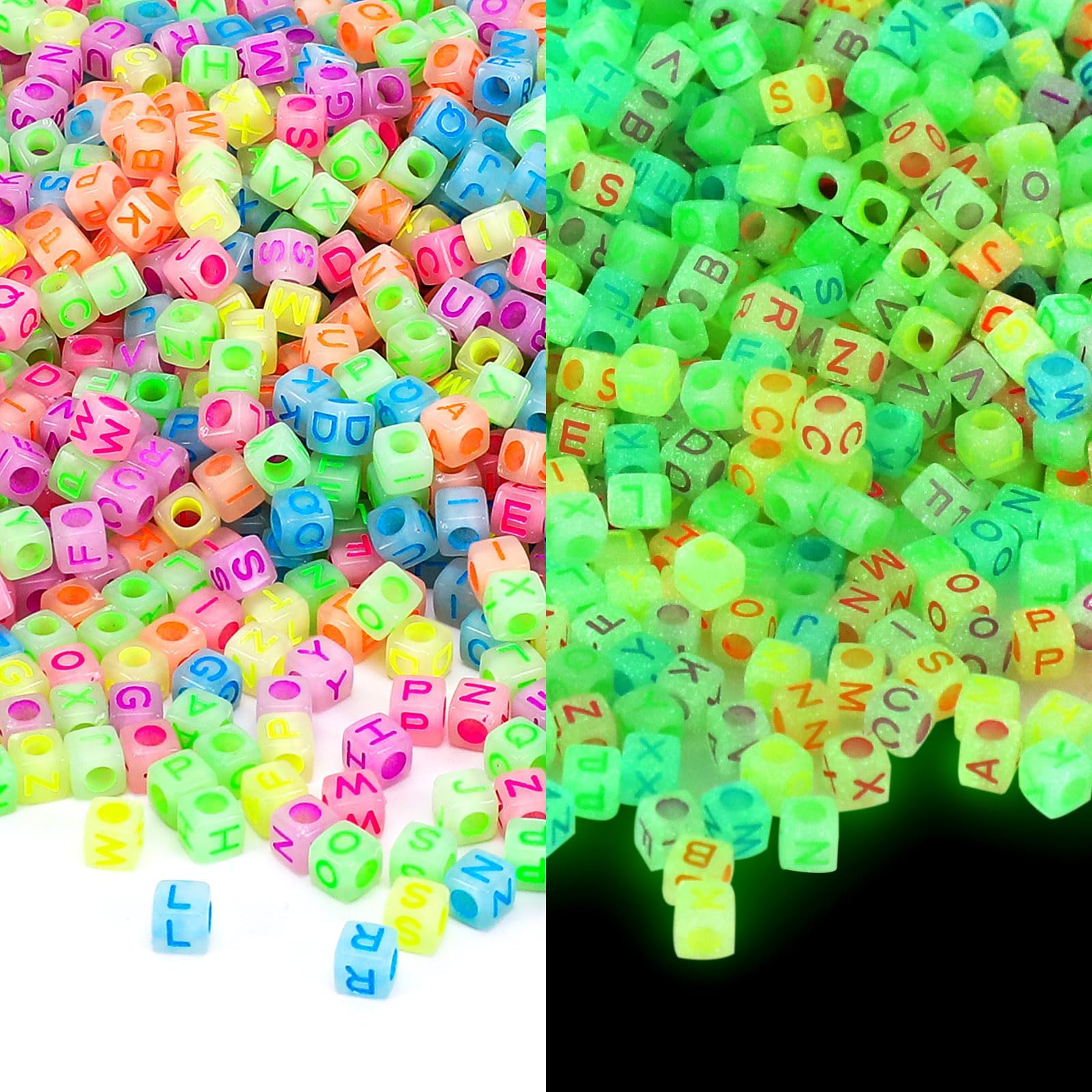 Amazon.com: 1000 Pcs Letter Beads Acrylic Cube Beads Alphabet Beads ...
