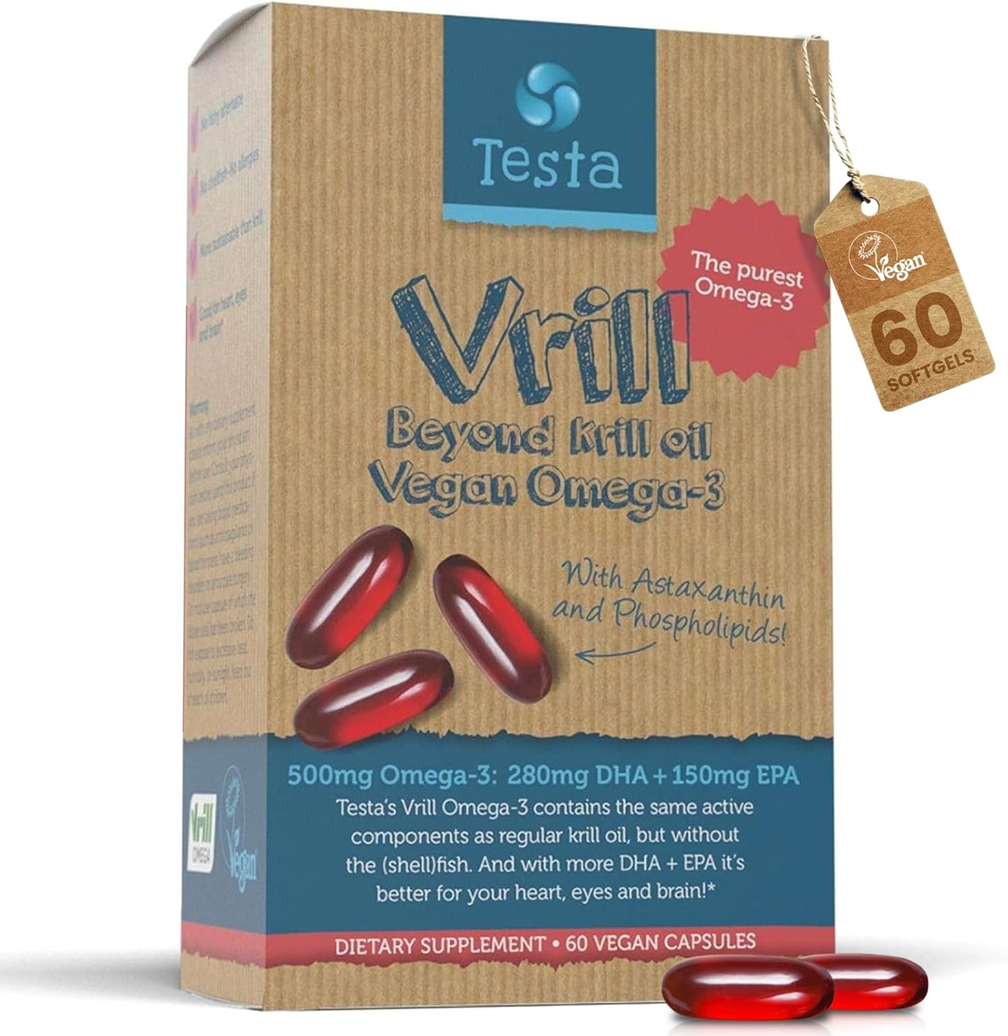 Amazon.com: Testa Omega 3 Vegan Krill Supplement-1000mg Softgels, 2 ...
