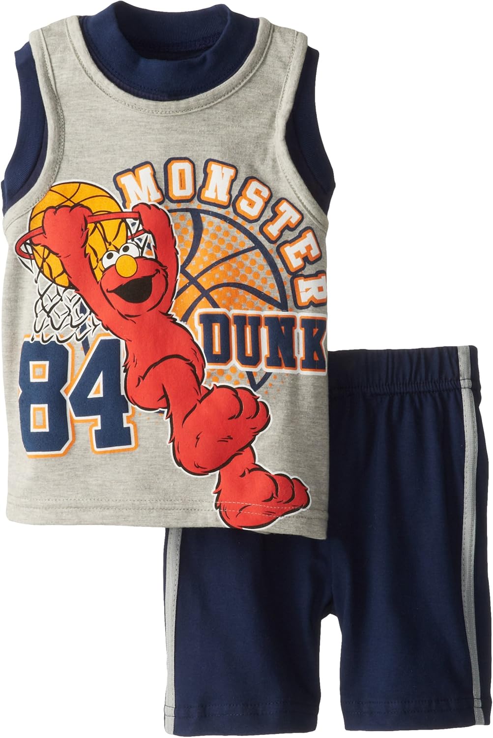 Amazon.com: Sesame Street Baby Boys' 2 Piece Elmo Dunk Short Set, Gray ...