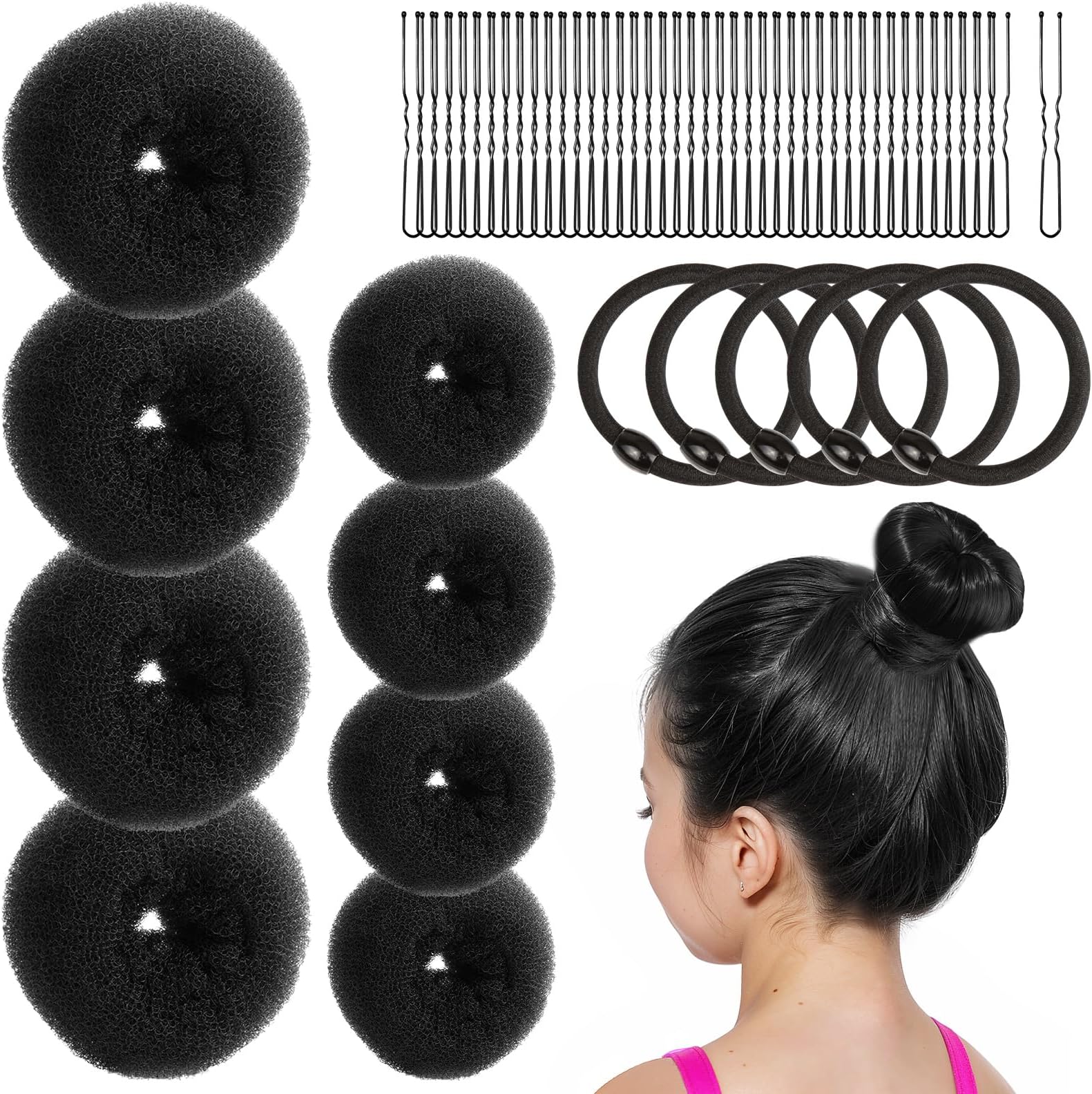 Amazon.com: FANDAMEI Hair Bun Makers: Small & Extra Small Donut ...