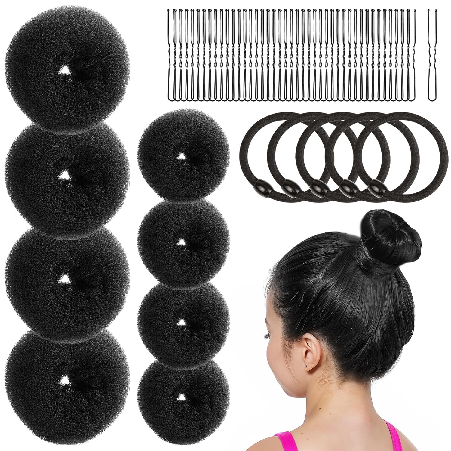 Amazon.com: FANDAMEI Hair Bun Makers: Small & Extra Small Donut ...