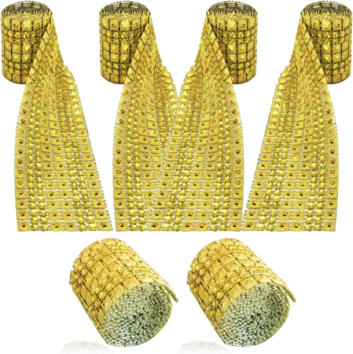 Amazon.com: Allazone 6 Row 1 M Gold Acrylic Pyramid Rhinestone Diamond ...