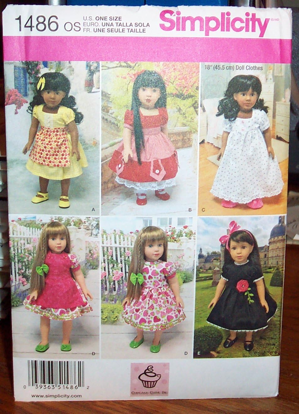 Amazon.com: Simplicity 1486 Vintage Doll Clothes and Dress Sewing ...