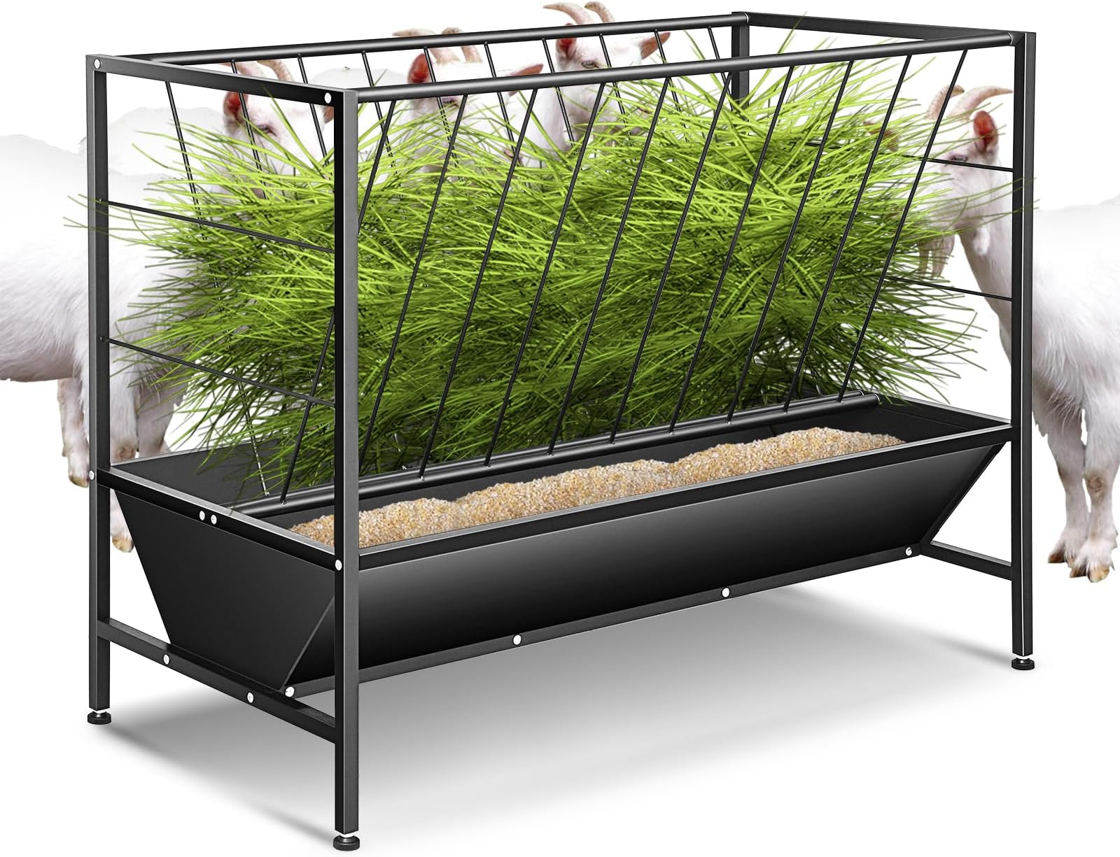 Amazon.com : HomiShare Pasture Hay Feeder 50 Gallon, Heavy Duty 2-in-1 ...