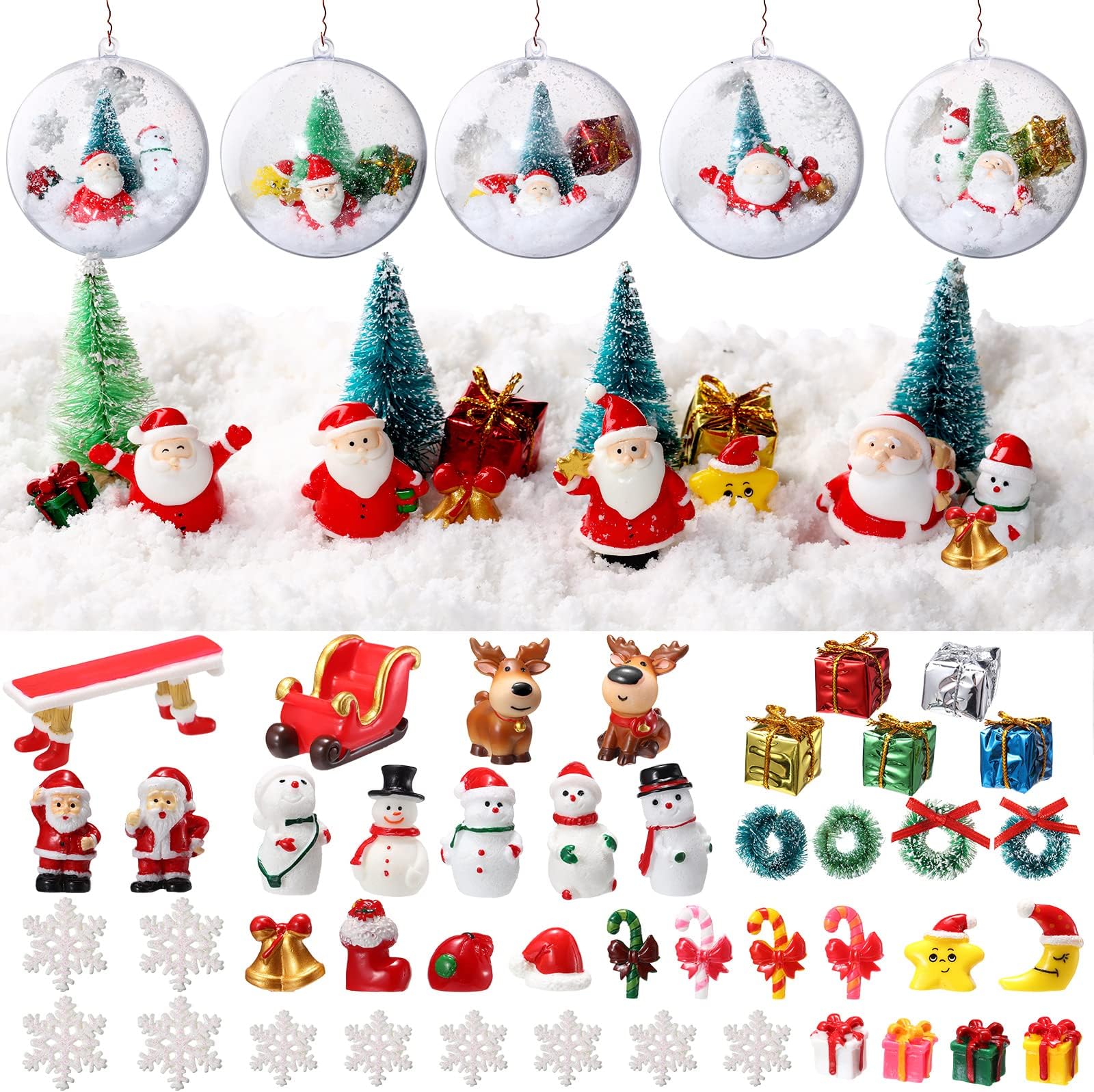 Amazon.com: 35 Pcs Christmas Miniature Figurines Ornaments Mini Snow ...