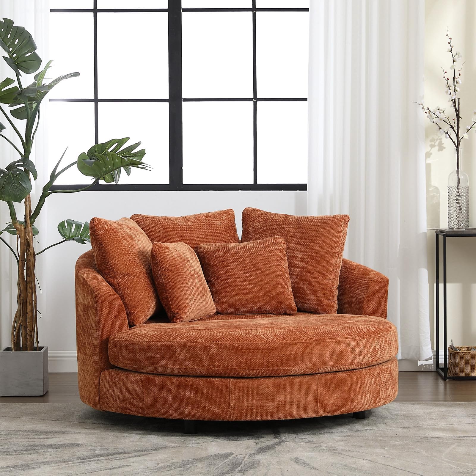 Amazon.com: Sinzho & Wiyfun 59.8" W Upholstered Oversized Round Barrel ...