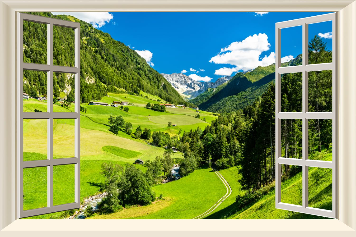 Amazon.com: Fake Window Sticker Wall Decal Faux Window Poster Picture ...