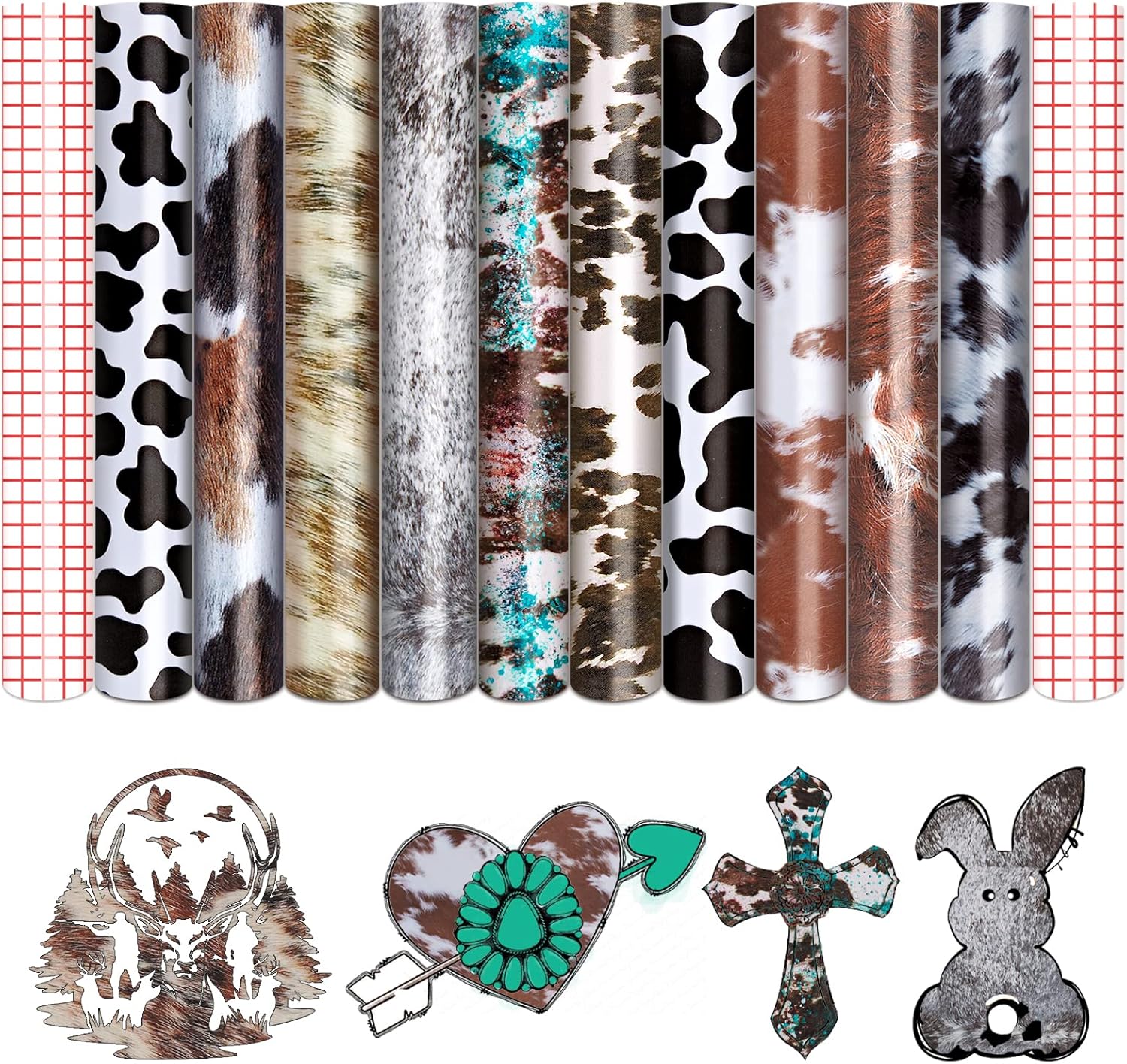 Amazon.com: Tintnut Cowhide Permanent Vinyl - 12"x10" Sheets, Cow Print ...