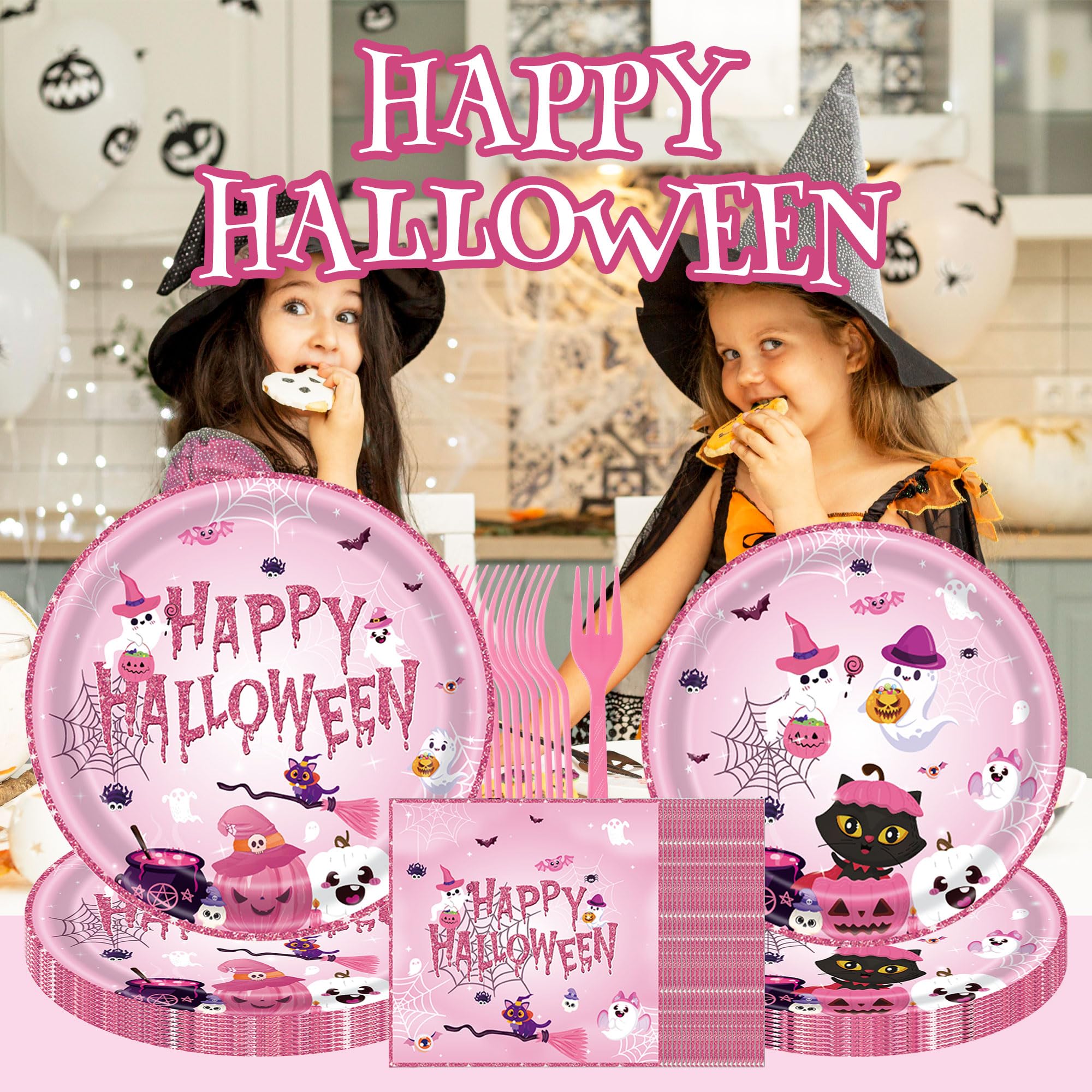 Snapklik.com : Halloween Decorations Indoor, 96PCS Pink Halloween ...