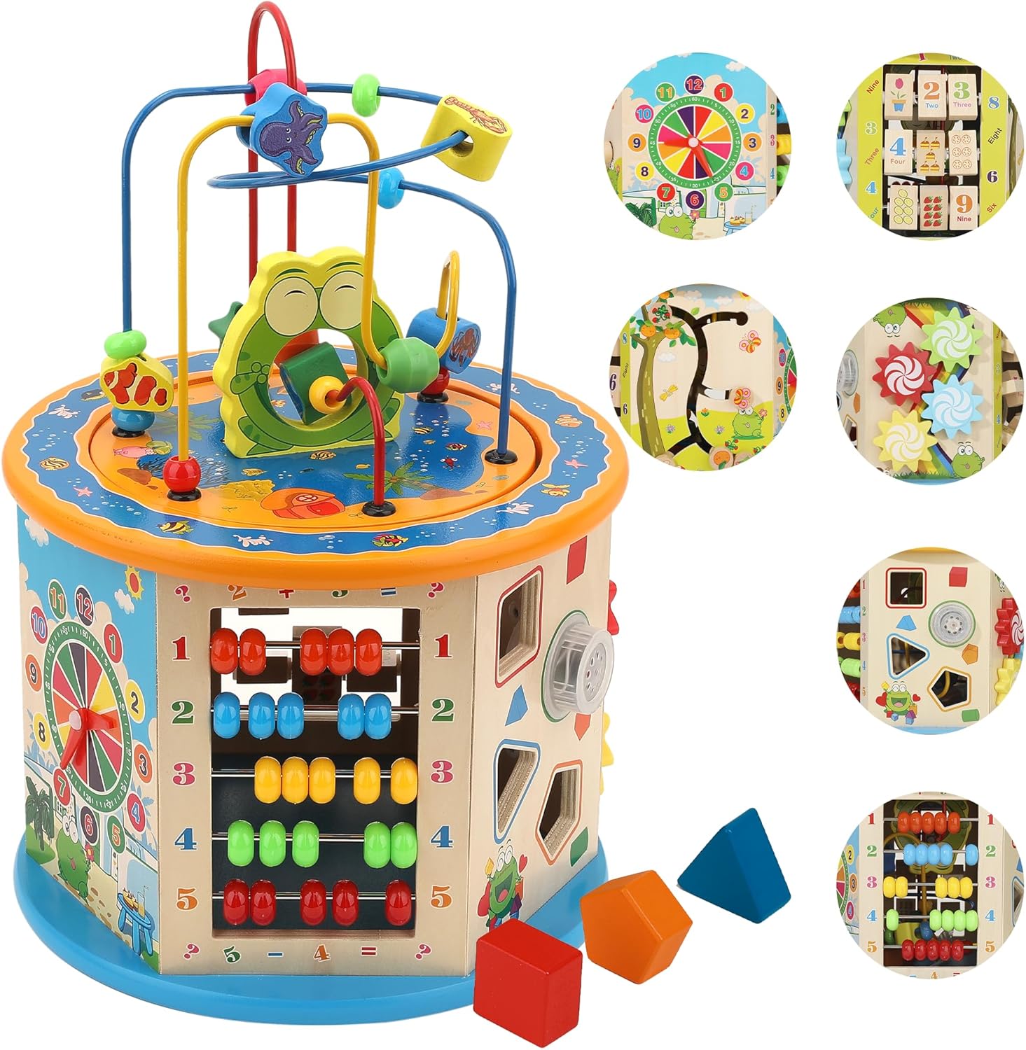 Amazon.com: 8-in-1 Wooden Activity Cube for Toddlers - Multi-Functional ...