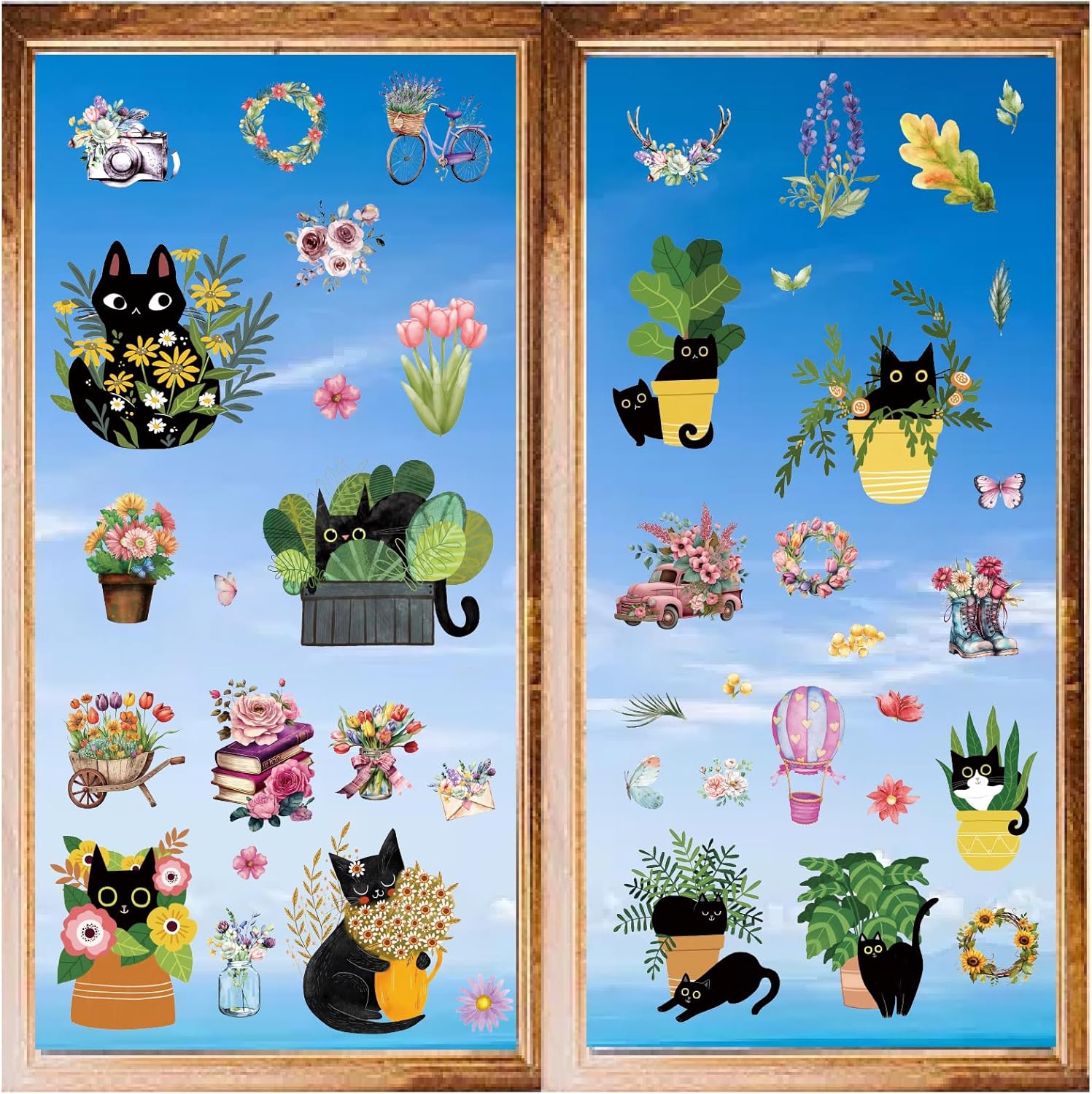 Amazon.com: CRASPIRE 8 Styles Cat Window Clings Pets Spring Wall ...