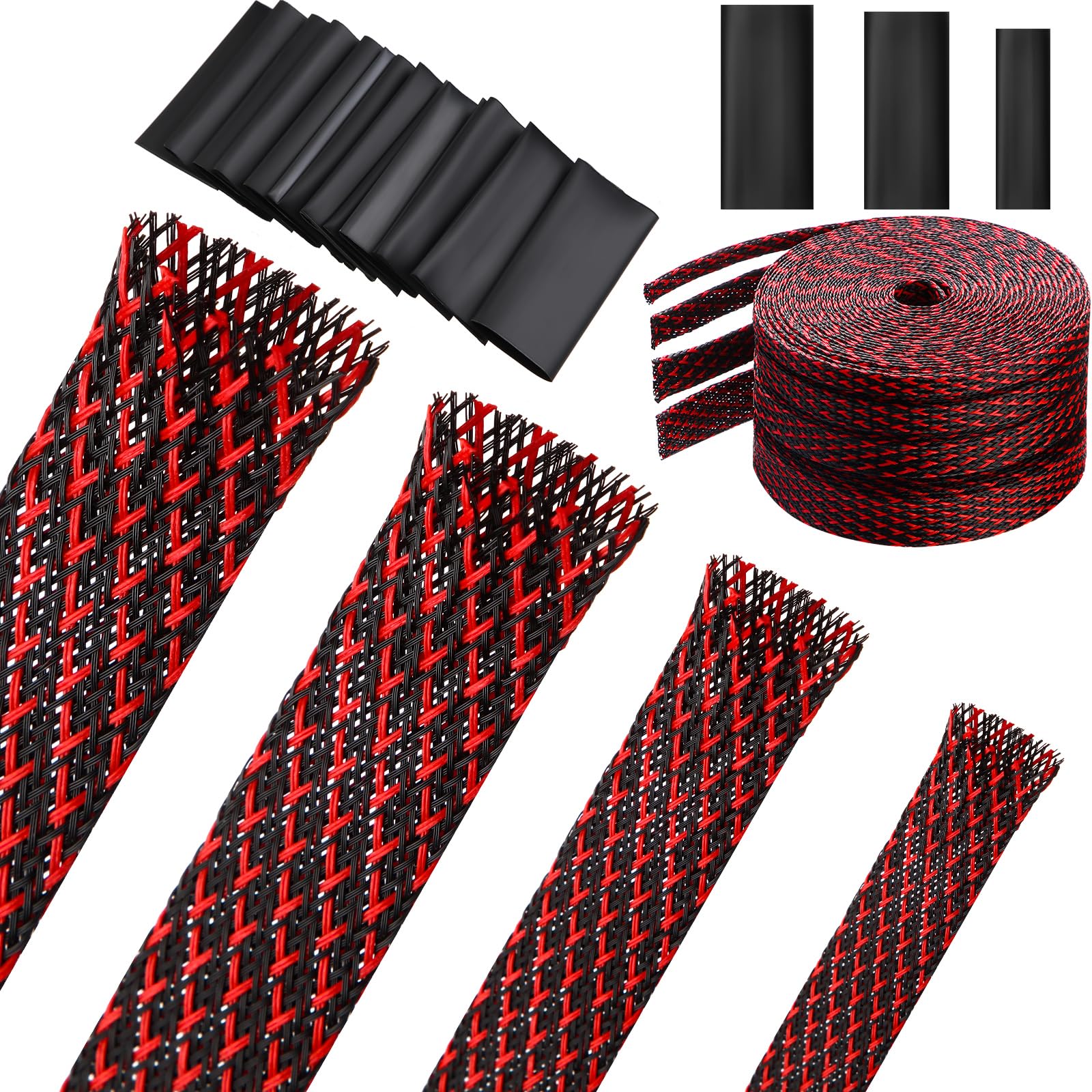 Amazon.com: Tatuo 65.6 ft Expandable Braided Cable Sleeve Multi Size ...