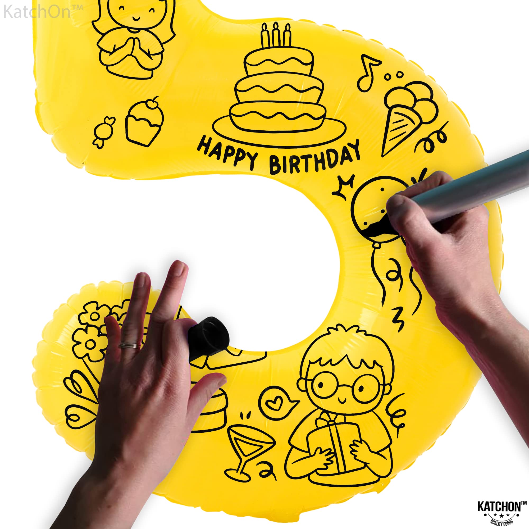 Snapklik.com : Yellow Number 5 Balloon - Giant, 40 Inch Yellow 5 ...