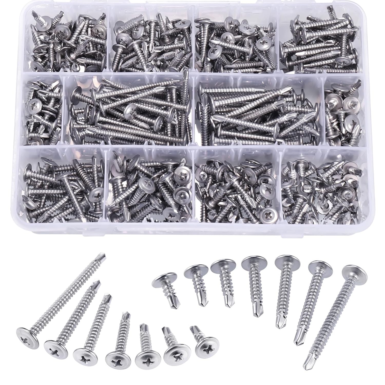 400PCS Self Tapping Screws for Metal - 410 Stainless Steel Sheet Metal ...