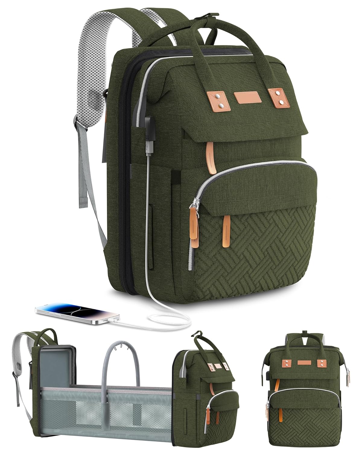 Amazon.com: ISMGN Diaper Bag Backpack with Changing Station, Large ...