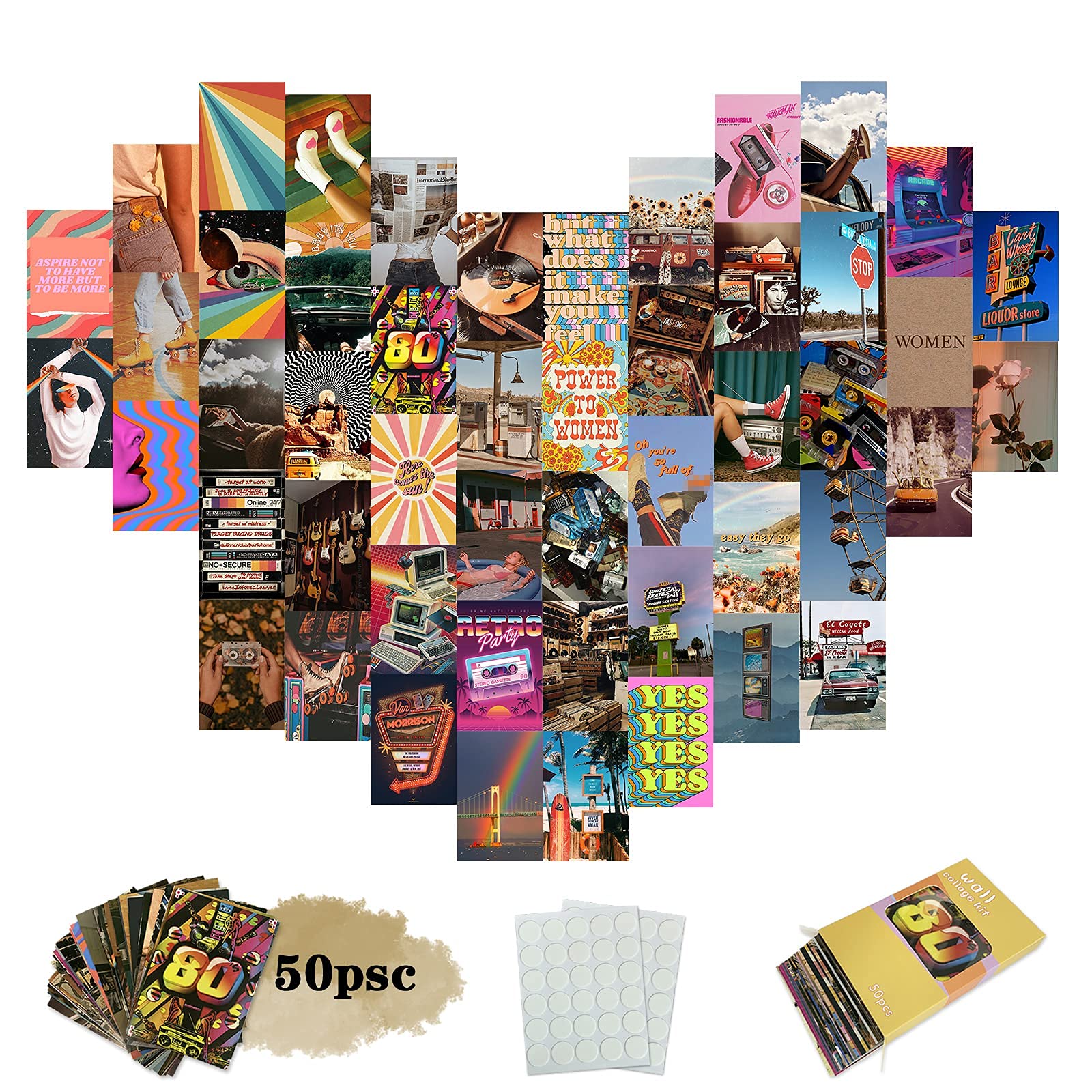 Buy DALIHEBO Retro 80s Wall Collage Kit Aesthetic Pictures, Aesthetic ...