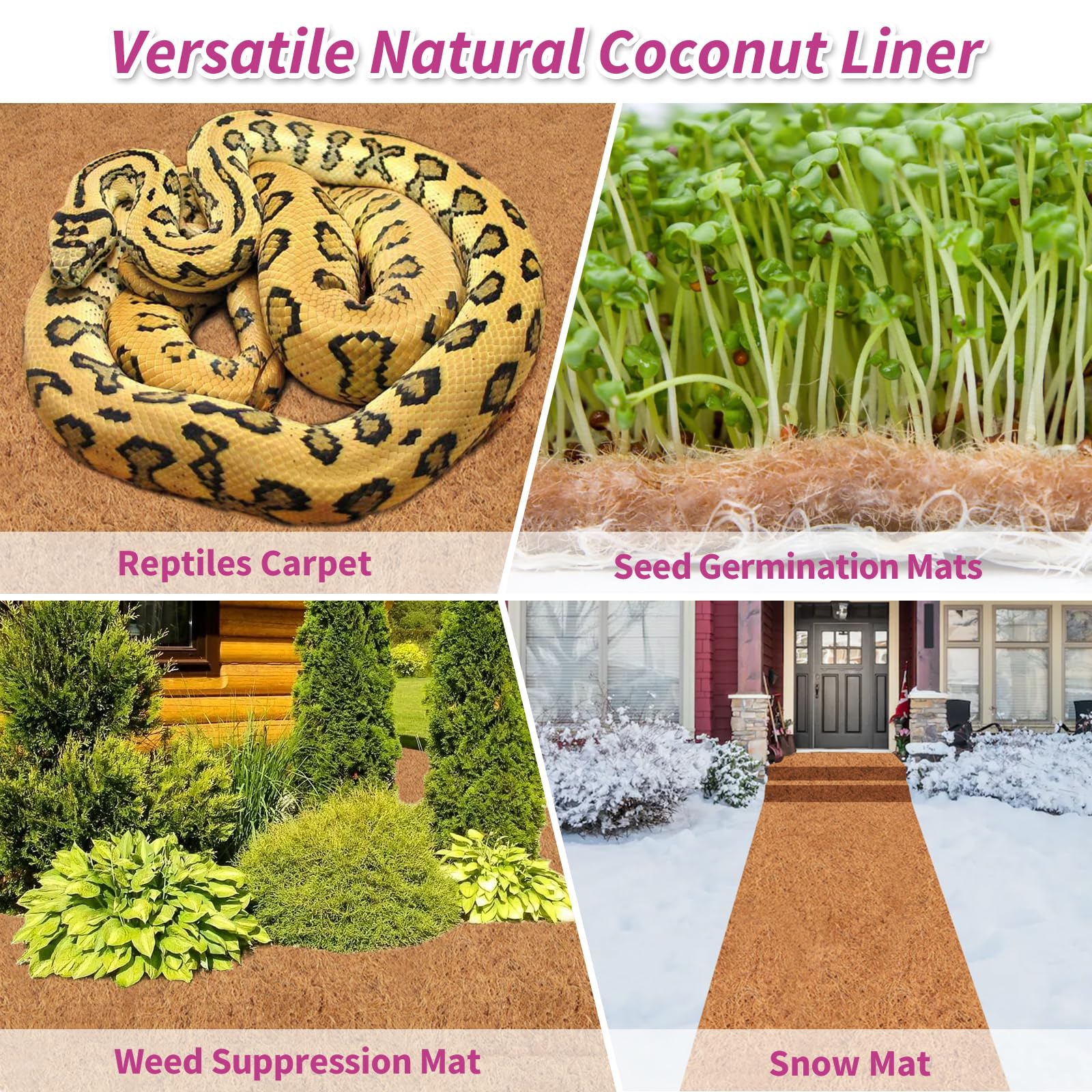 Snapklik.com : 4 Pack Natural Coco Liner Roll, 16x80 Inch Coconut ...