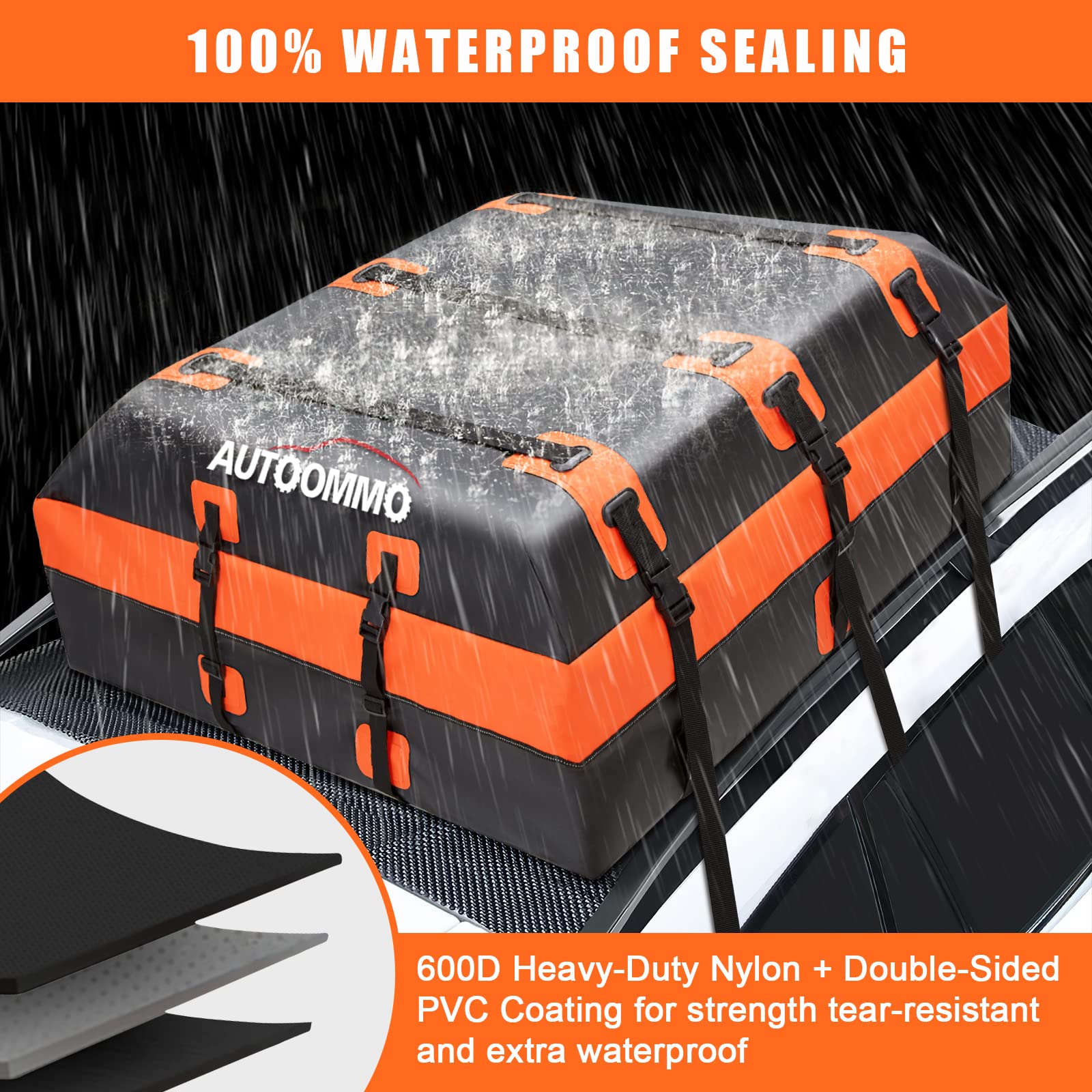 Buy Upgraded Car Rooftop Cargo Carrier Bag - AUTOOMMO 15 Cubic Feet 100 ...
