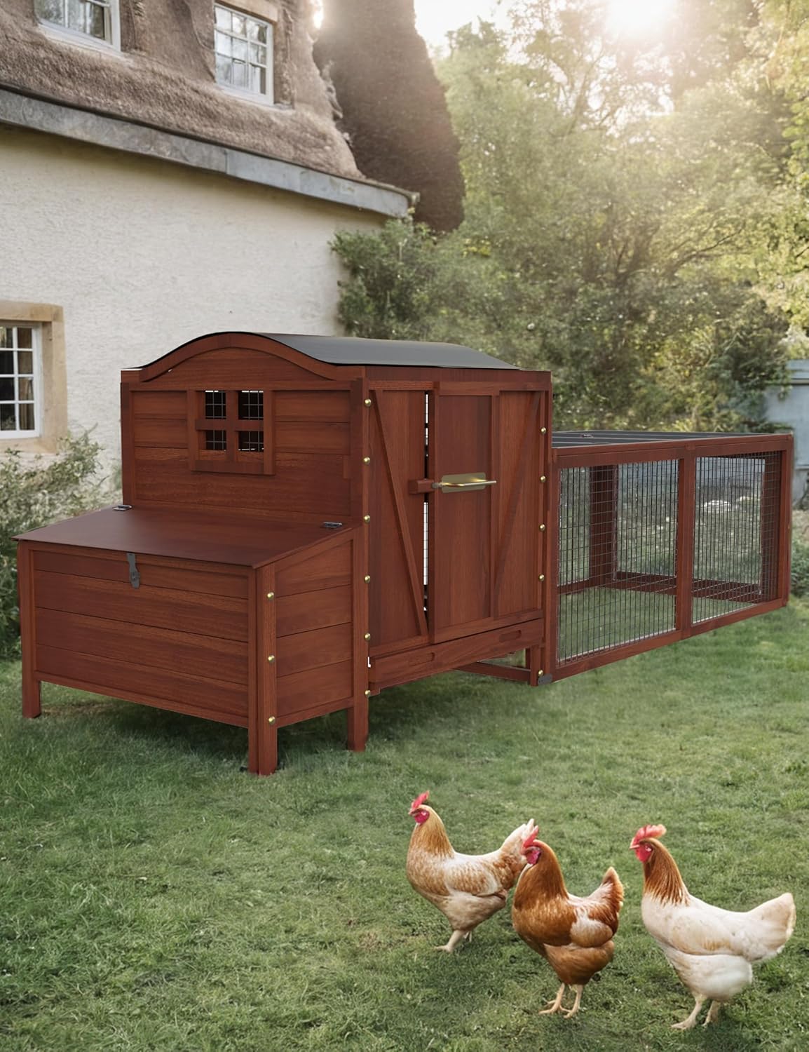 Amazon.com: DEXSO 106in Outdoor Wooden Chicken Coop, Extra Large Hen ...