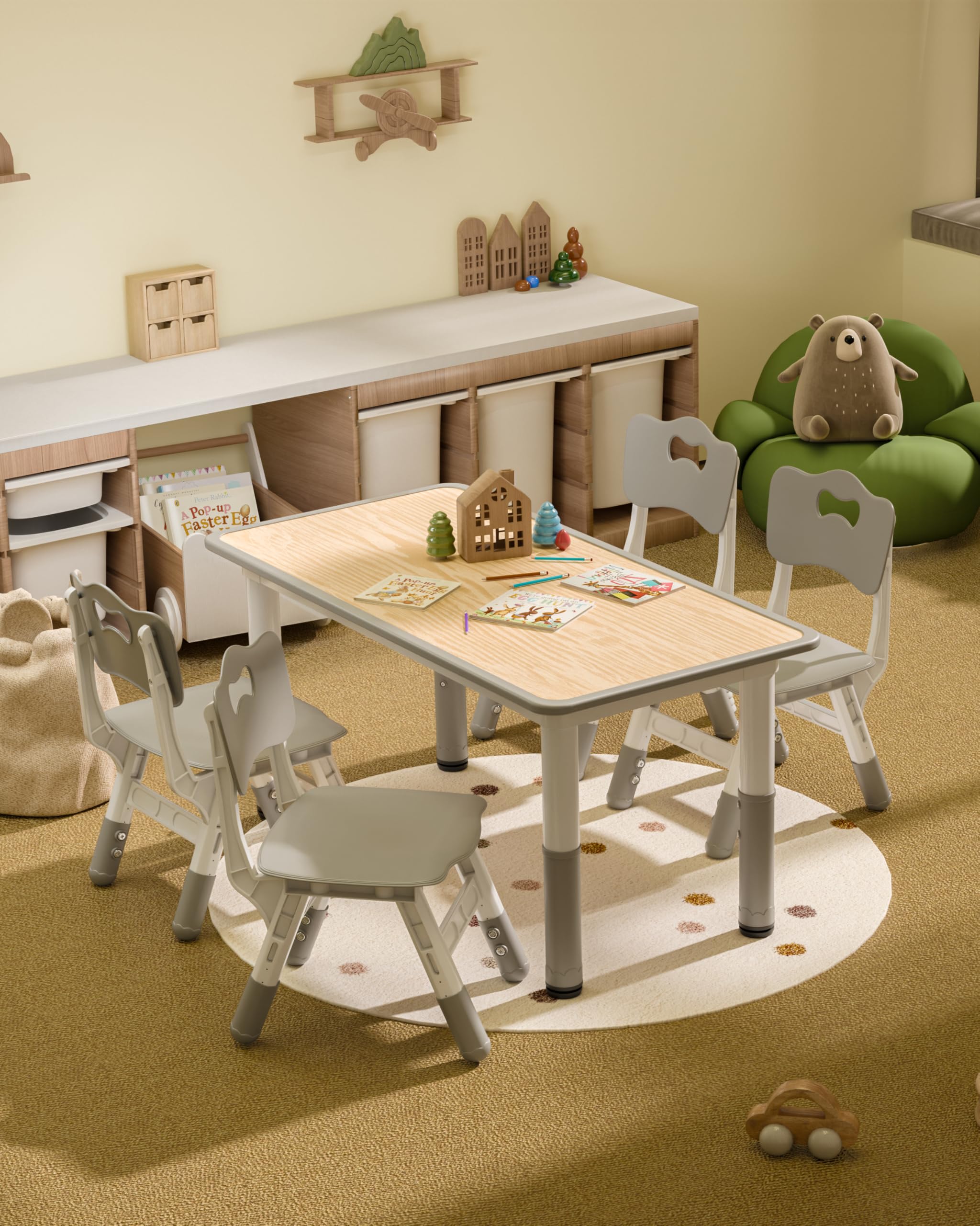Amazon.com: Daisybreath Kids Table and 4 Chairs Set, 3 in 1 Height ...