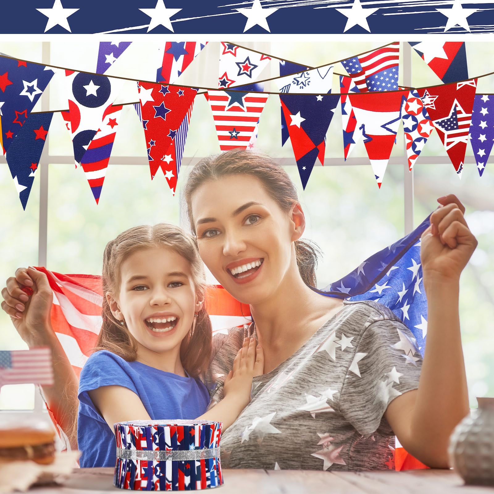 Snapklik.com : 40 Pcs Patriotic Fabric Veterans Day Roll Fabric Strips ...